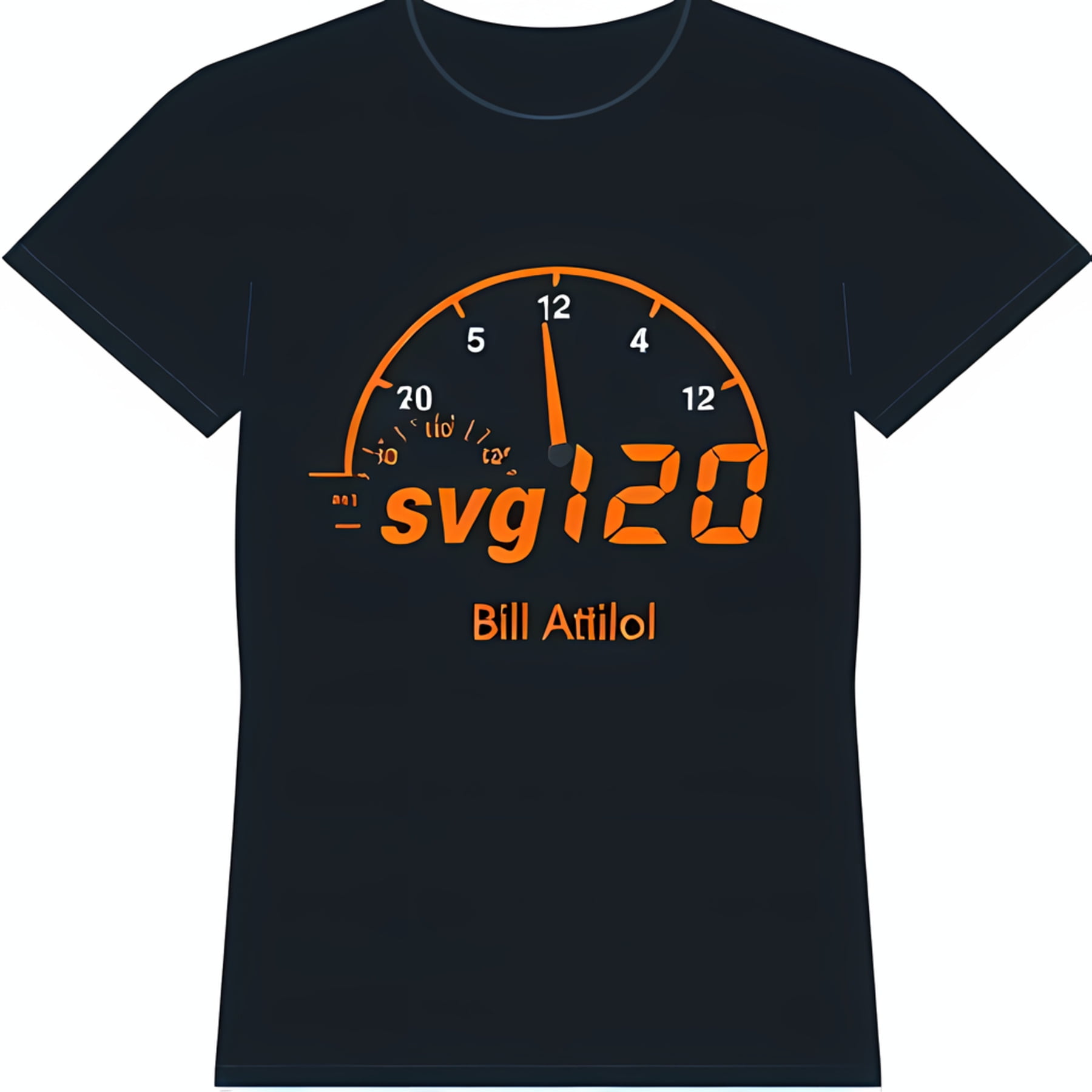 Black T-Shirt with Graphic and 'svg120' Digital Display Bill Atilol ...