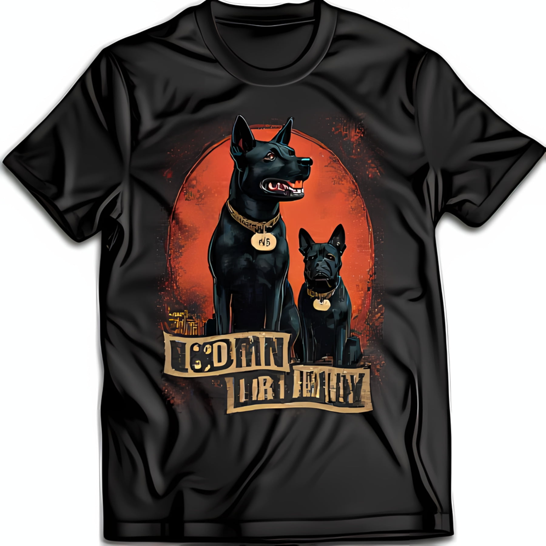 Black T-Shirt with Graphic of Two Dogs GOODN LIR JENNY Design - Walmart.com