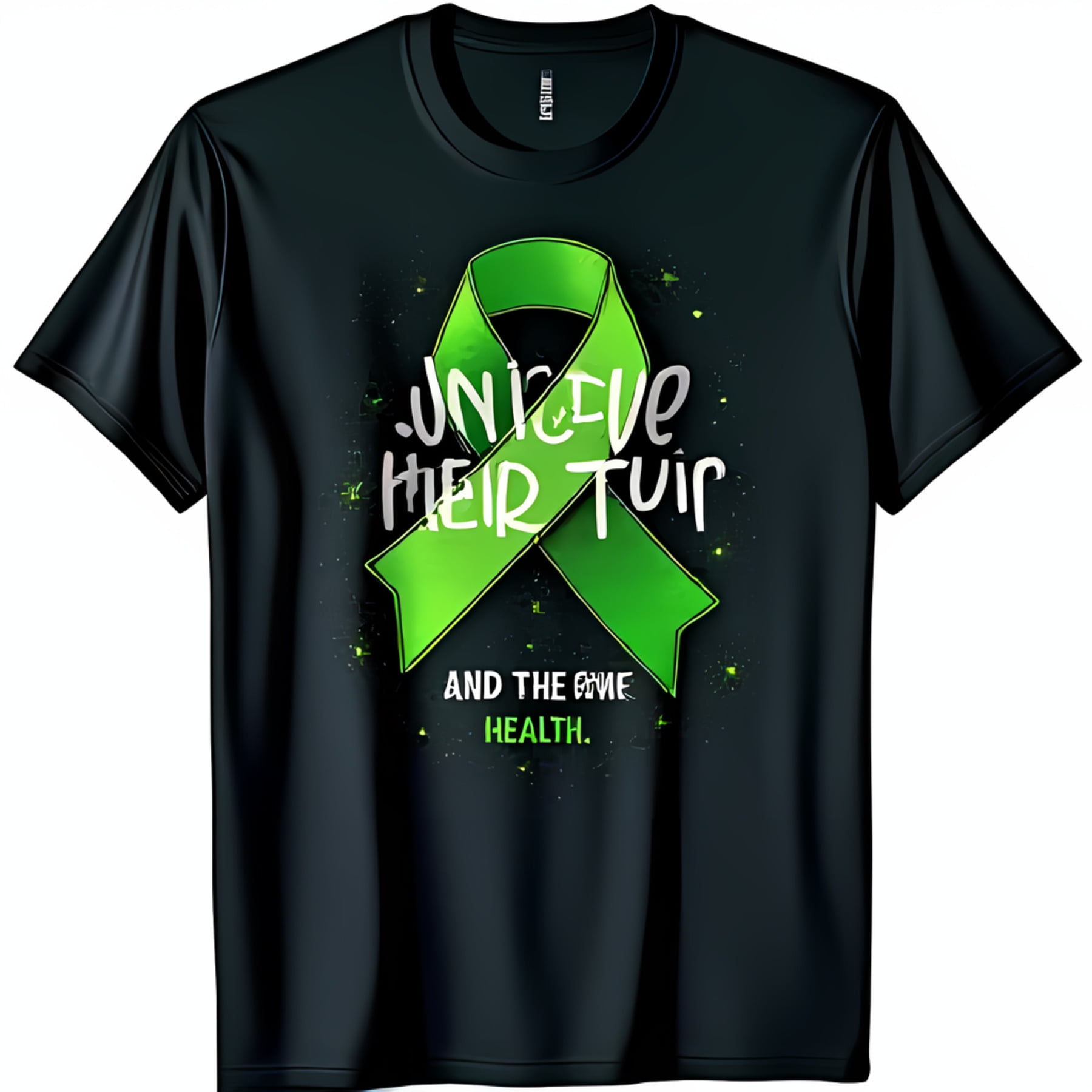 Black T-Shirt with Green Awareness Ribbon Bow & Untie Their Tuis ...