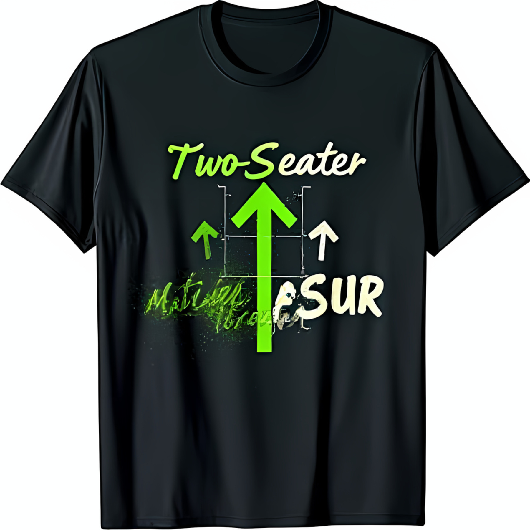 Black T-Shirt with Green Upward Arrow Asur Design Casual Sporty Style ...