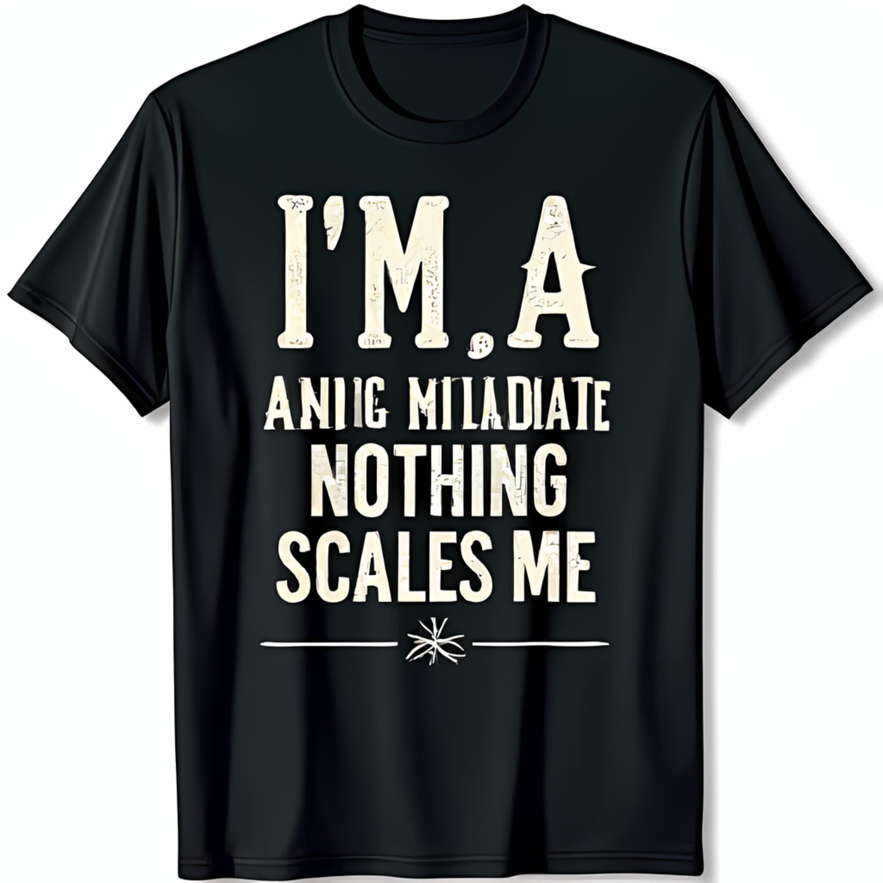 Black T-Shirt with Grunge Text Design: I M A ANDIG MILADIATE NOTHING ...