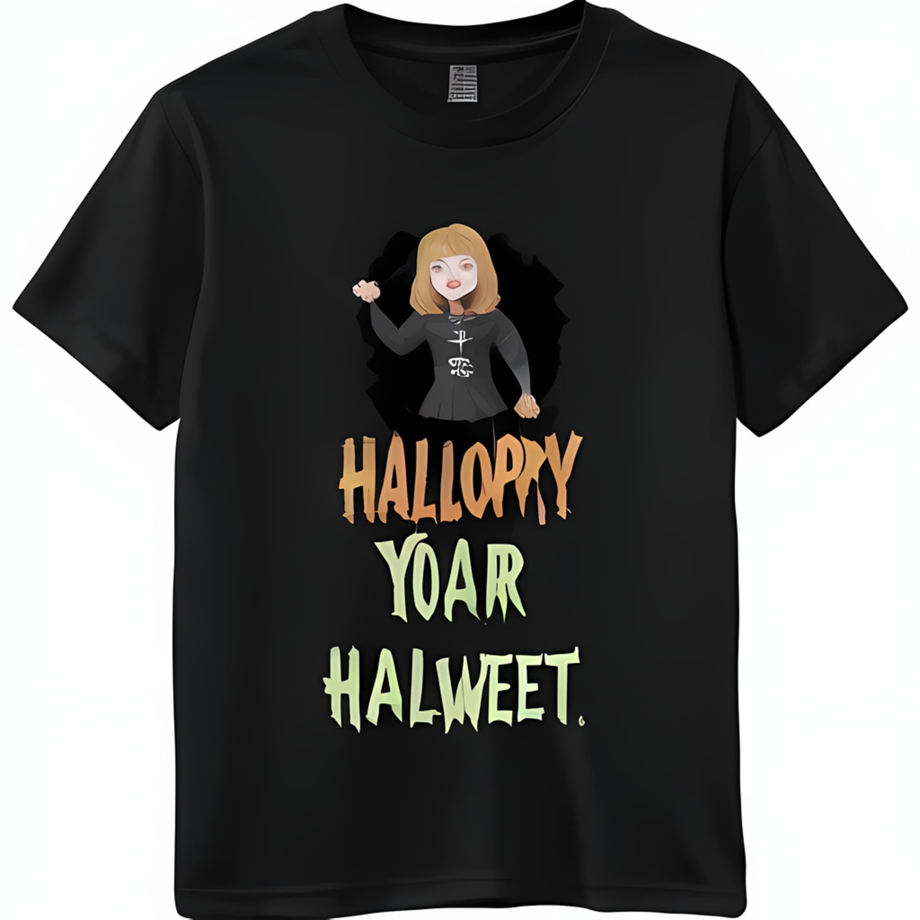 Black T-Shirt with 'H Hatsy your Halloween' Text Clipart RPG Game Style ...