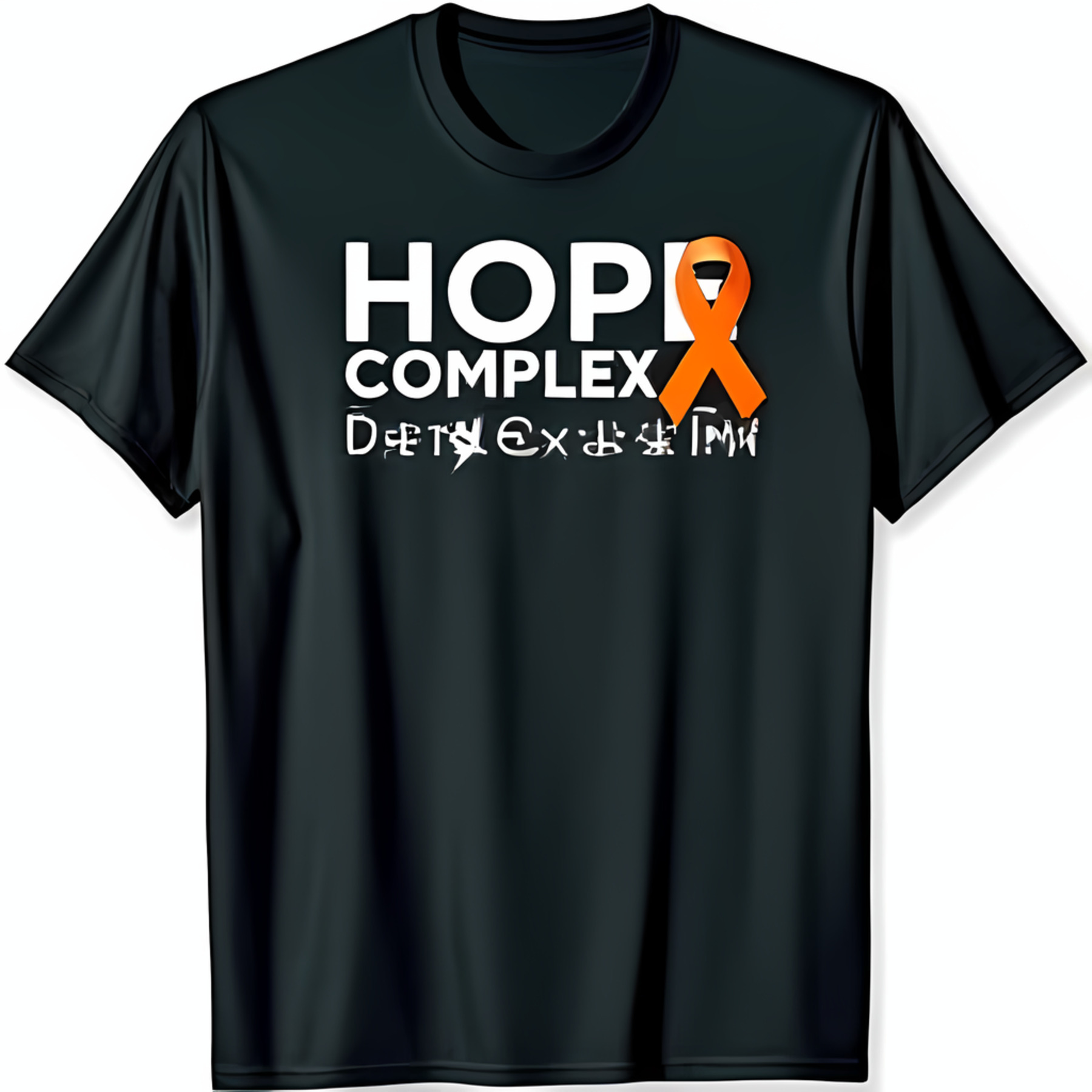 Black T-Shirt with 'HOPE COMPLEX' Graphic & Sideways Ribbon Design ...