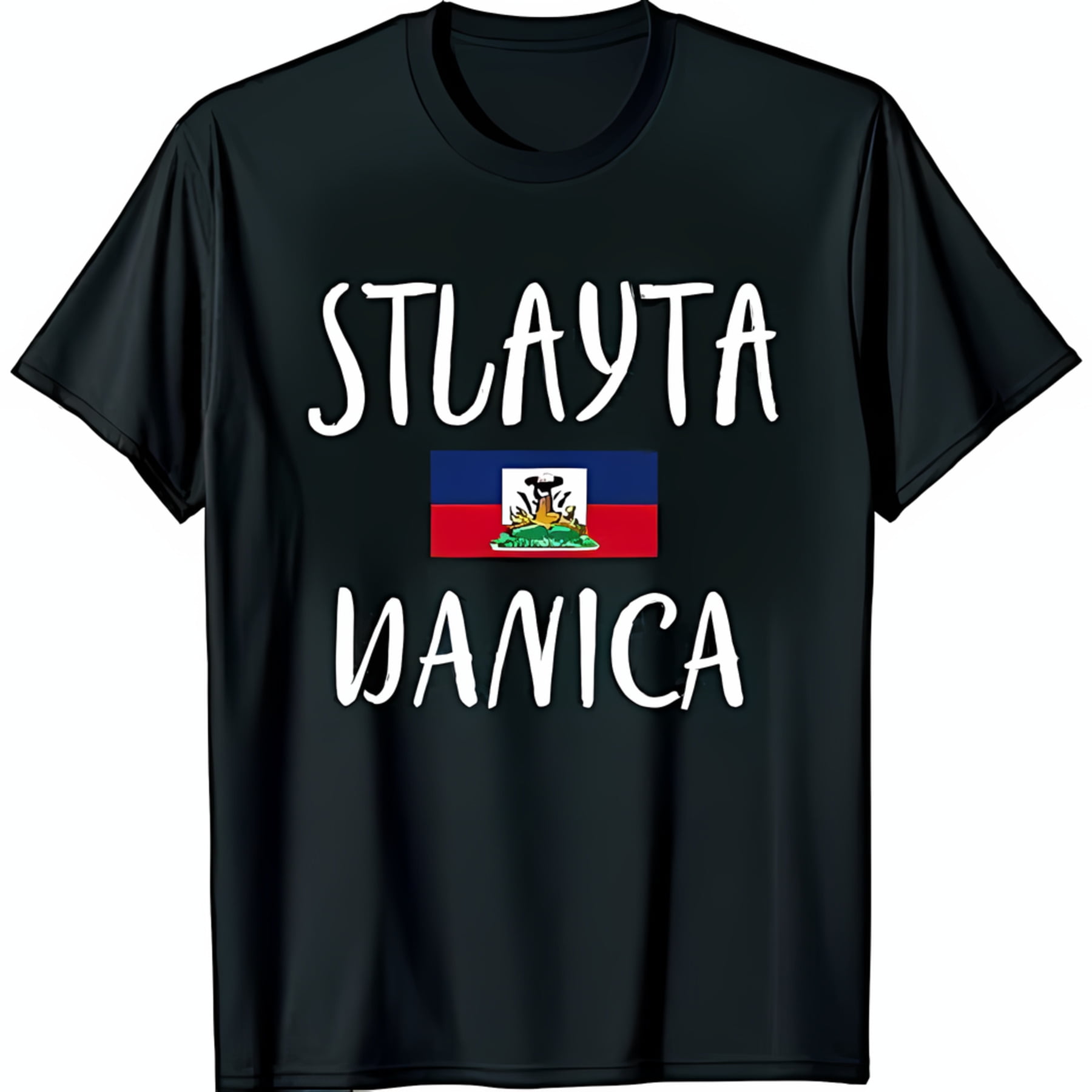 Black T-Shirt with Haitian Design and STLAYTA WANICA Text - Walmart.com