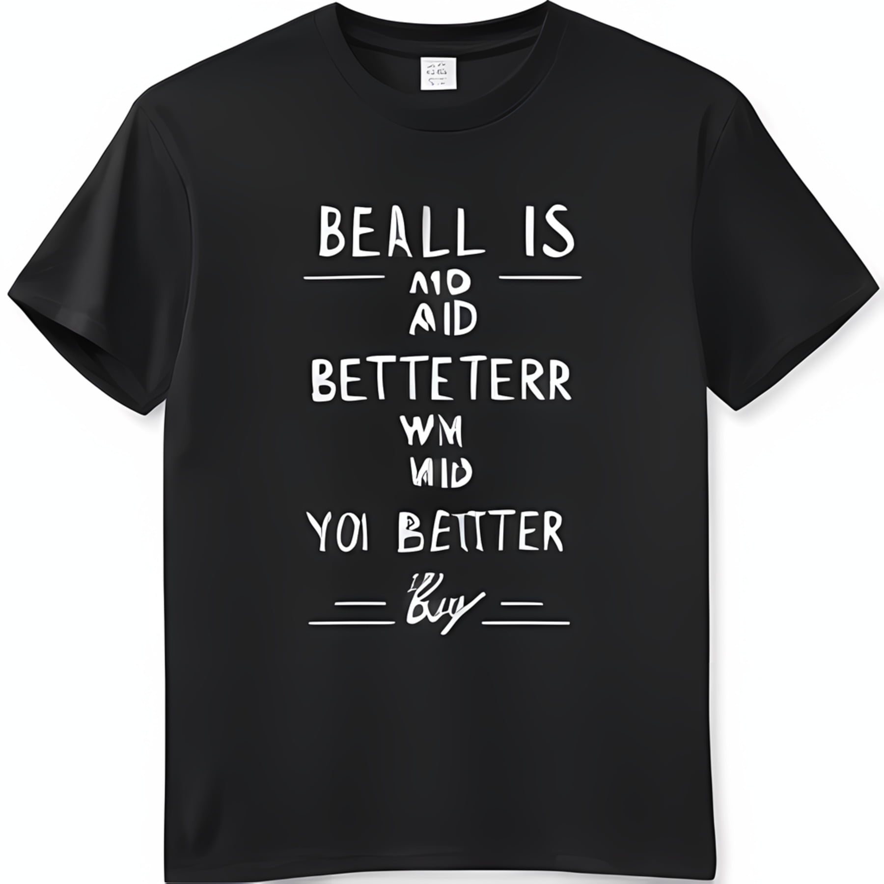 Black T-Shirt with Handwritten Beall is No Aid Design Classic Fit Short ...