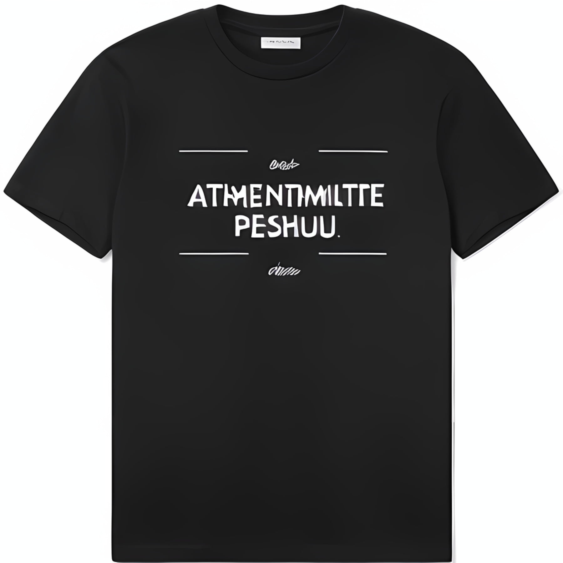 Black T-Shirt with Handwritten Graphic Design ATMENTMILTTE PESHUU. and ...