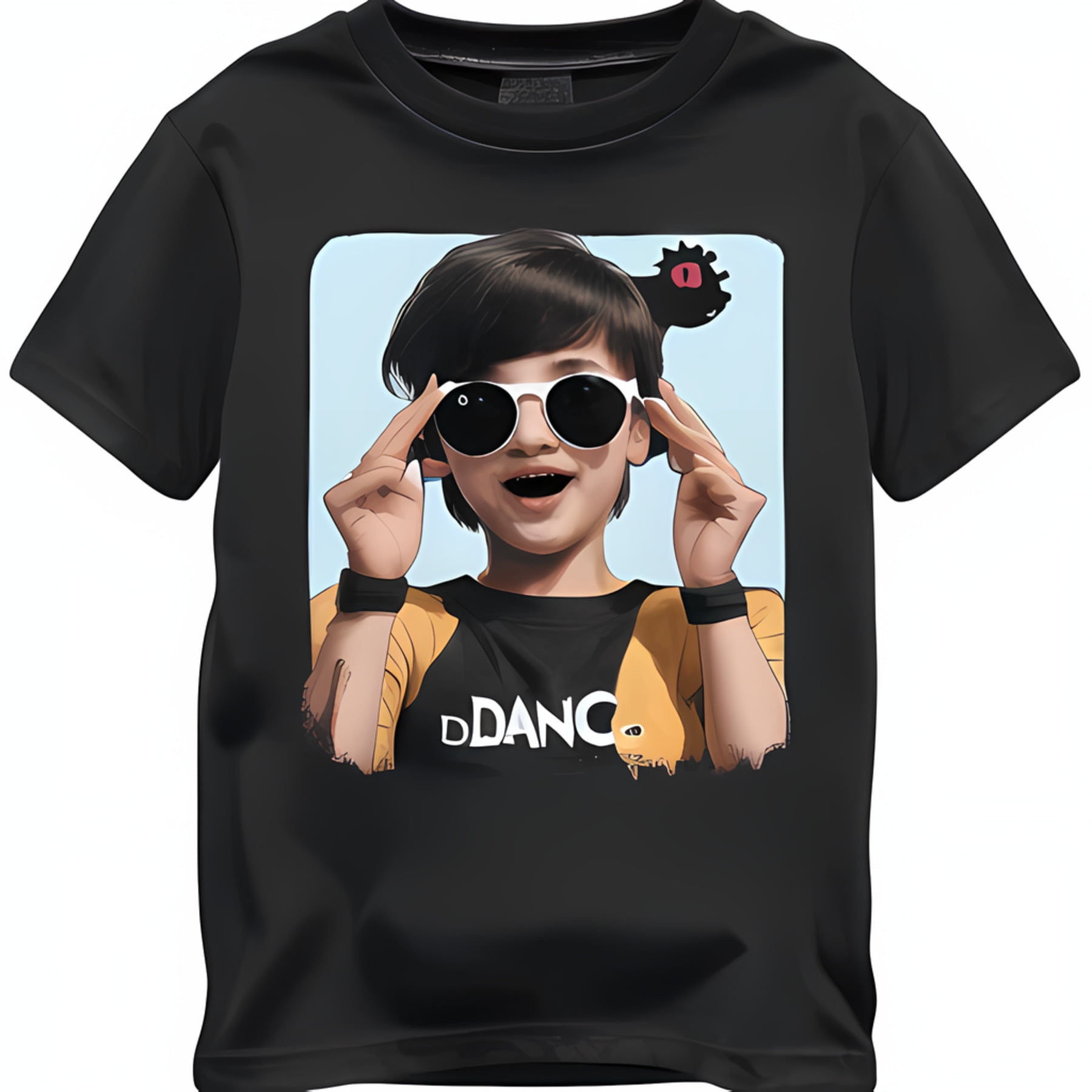 Black T-Shirt with Happy Girl Cartoon Design Saying 'DANG' Fun and ...
