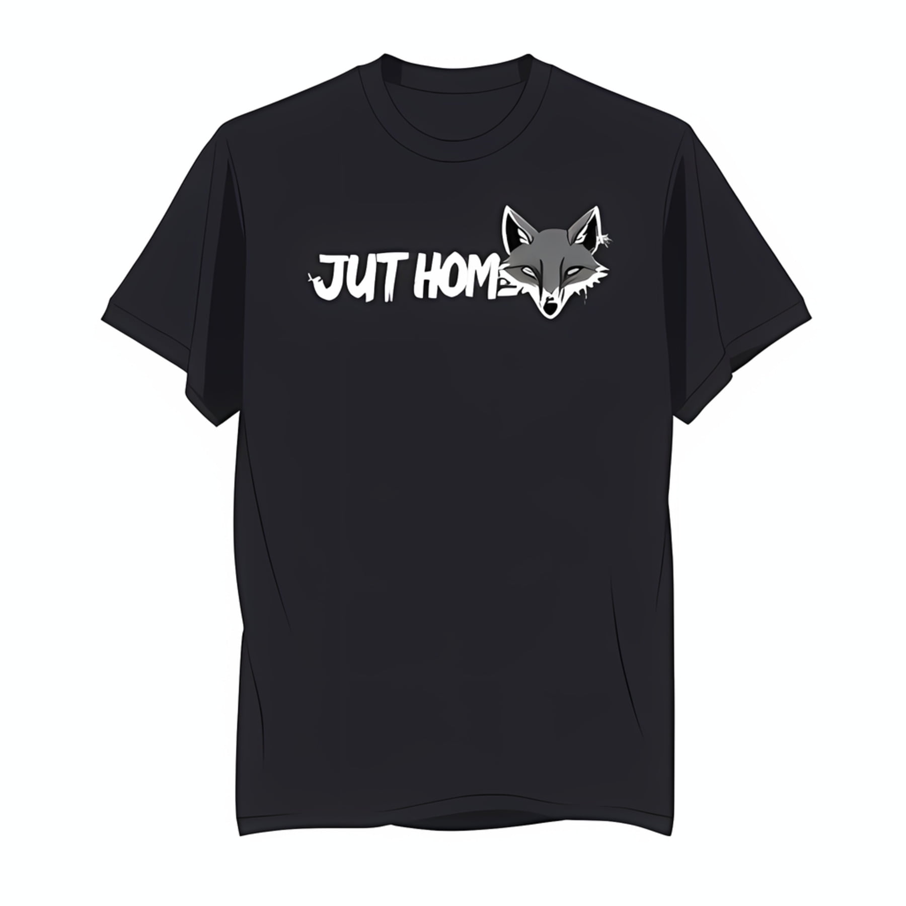 Black T-Shirt with Head Graphic and 'JUT HOMS' Text Design - Walmart.com