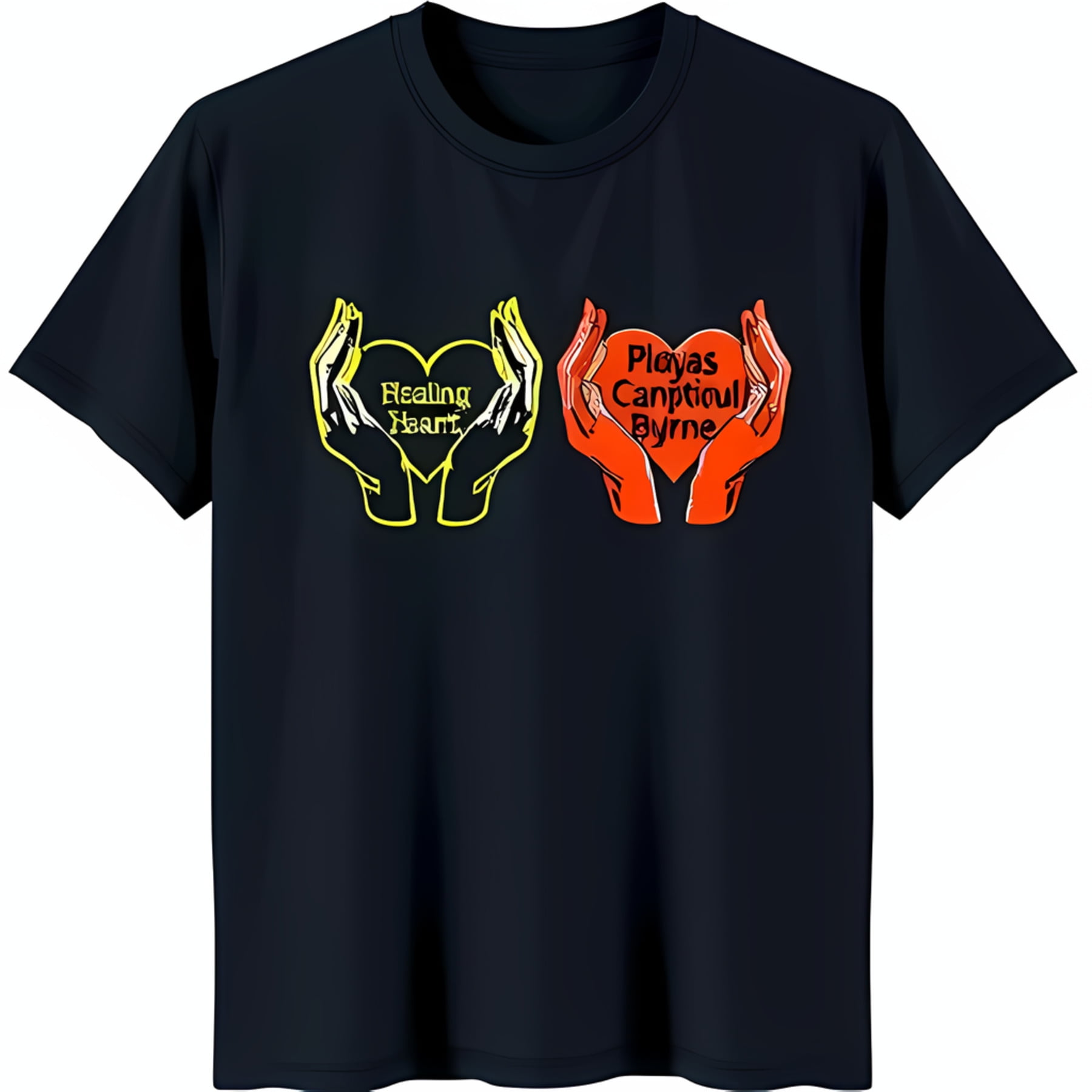 Black T-Shirt with Healing Heart & Playas Captivoul Byrne Design Unique ...