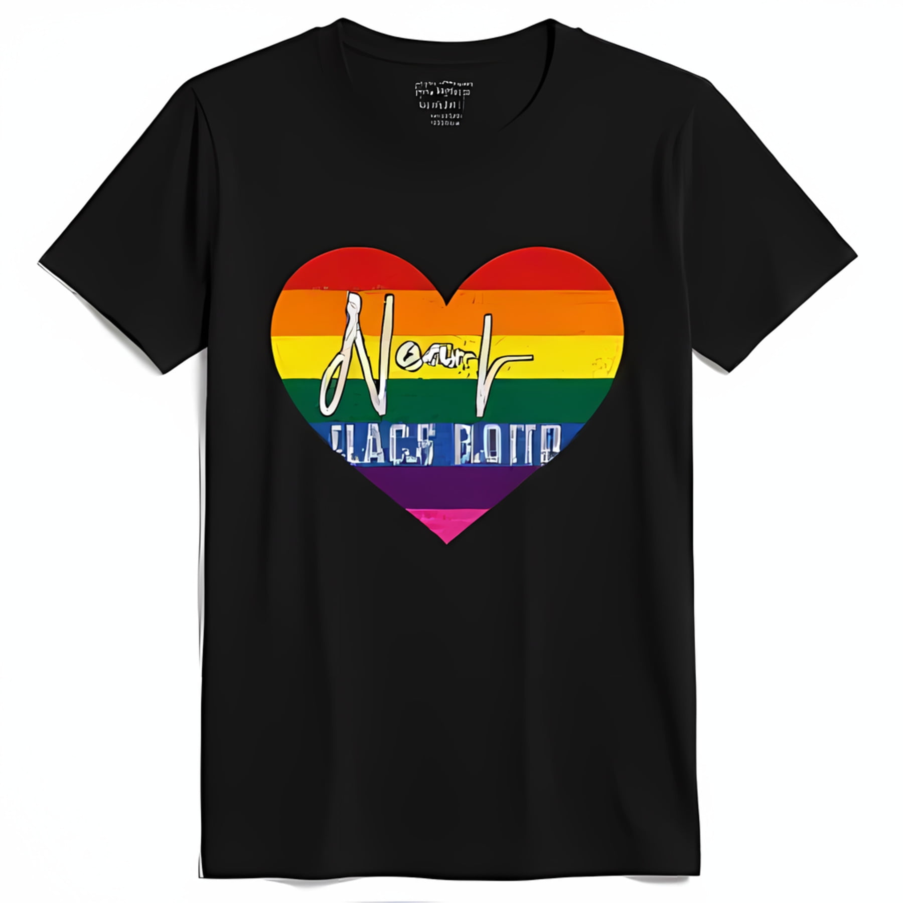 Black T-Shirt with Heart Design to Never Let Me Down Again - Walmart.com
