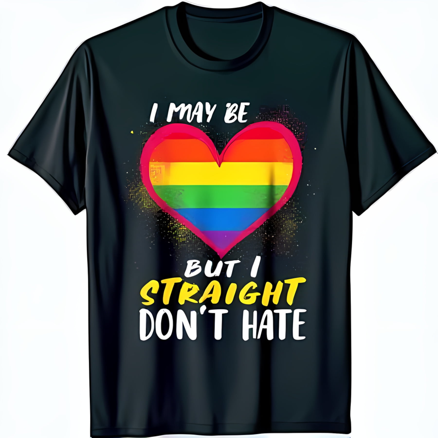 Black T-Shirt with Heart Graphic & 'I Don't Hate' Design - Walmart.com