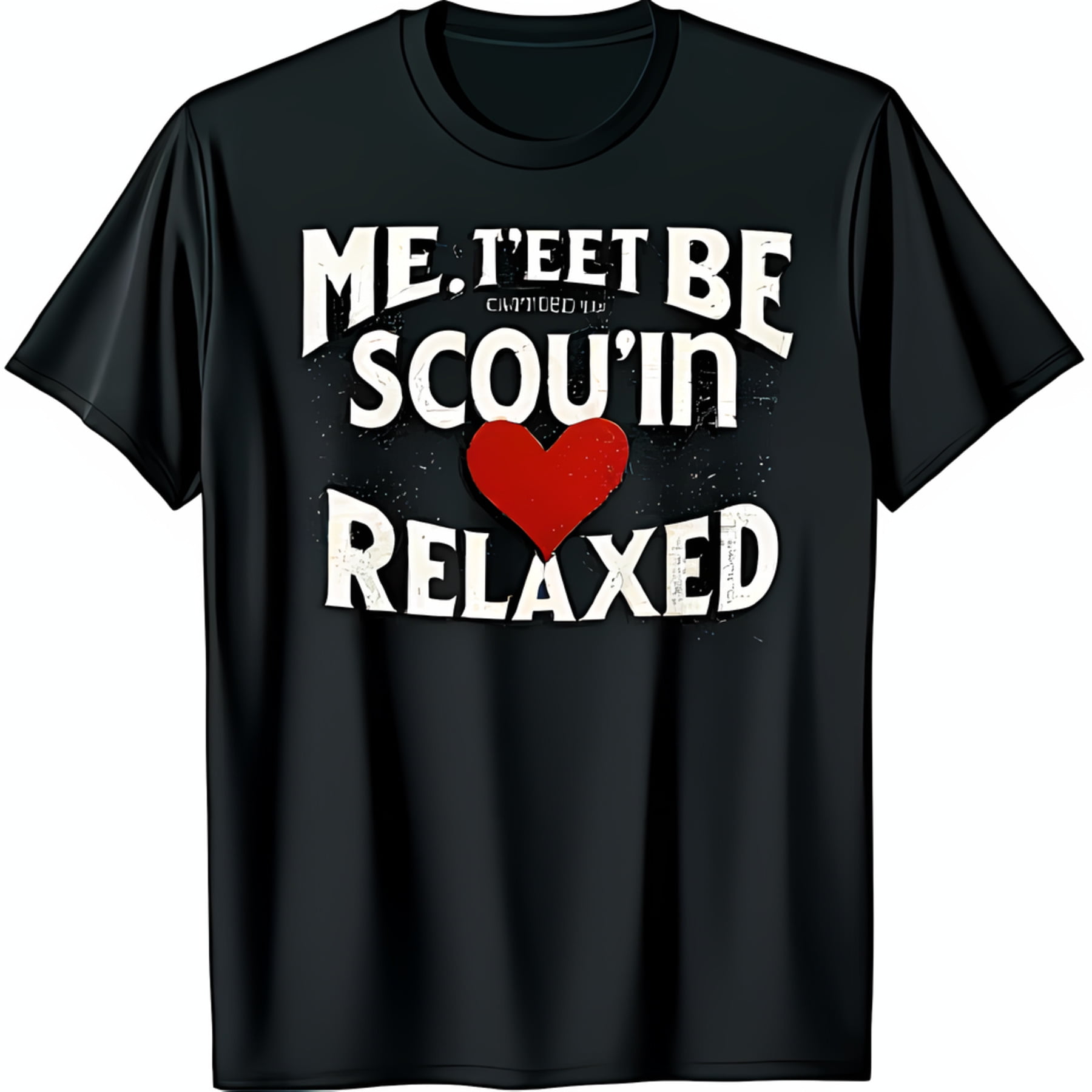 Black T-Shirt with Heart Graphic Me Feet Be Captured By Scou in Relaxed ...