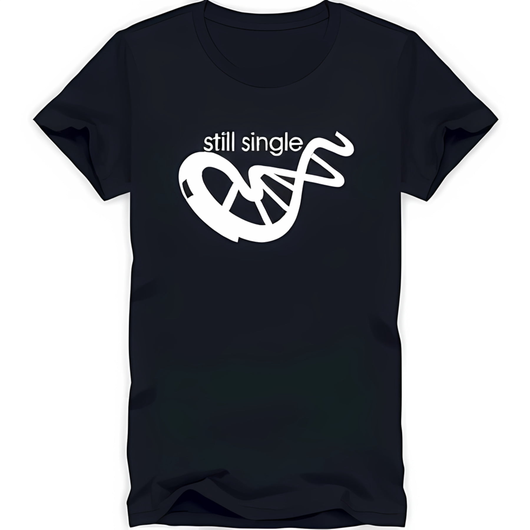 Black T-Shirt with Heart Shaped DNA Strand Outline & 'Still Single ...