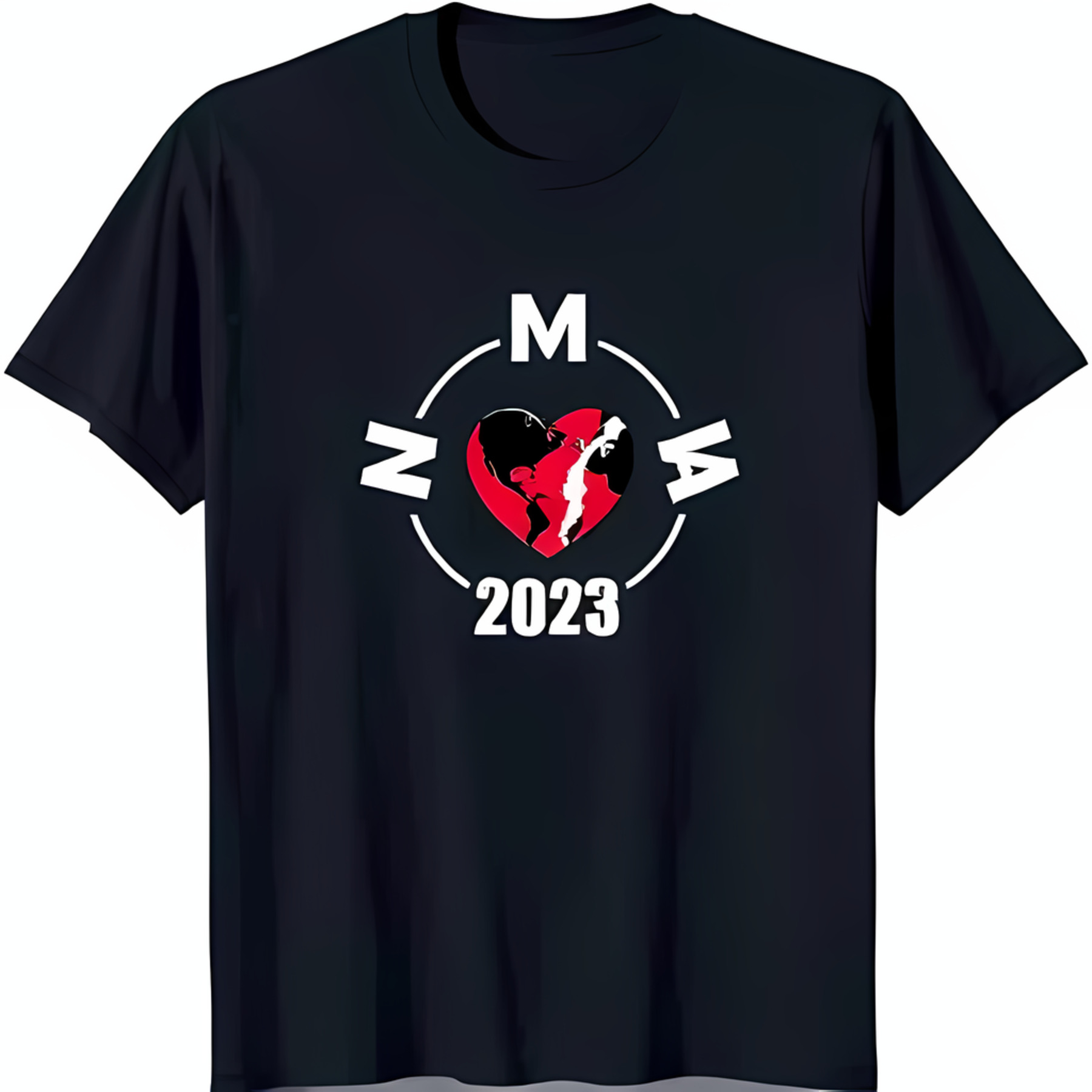 Black T-Shirt with Heart and World Map Design NMA Symbolism 2023 ...