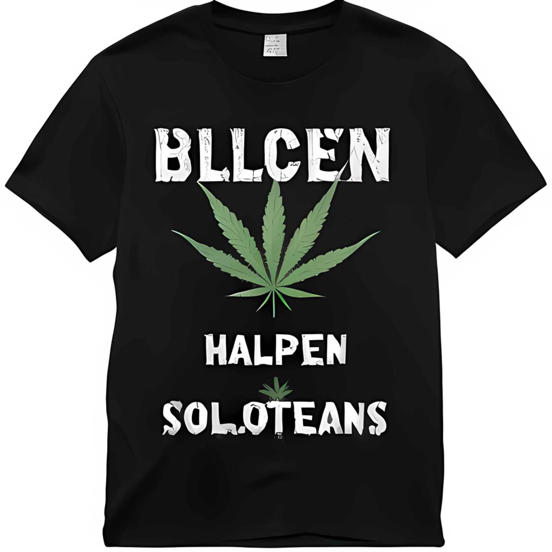 Black T-Shirt with 'Hecken Halpen' Text and Vector Leaf Design Styleish ...