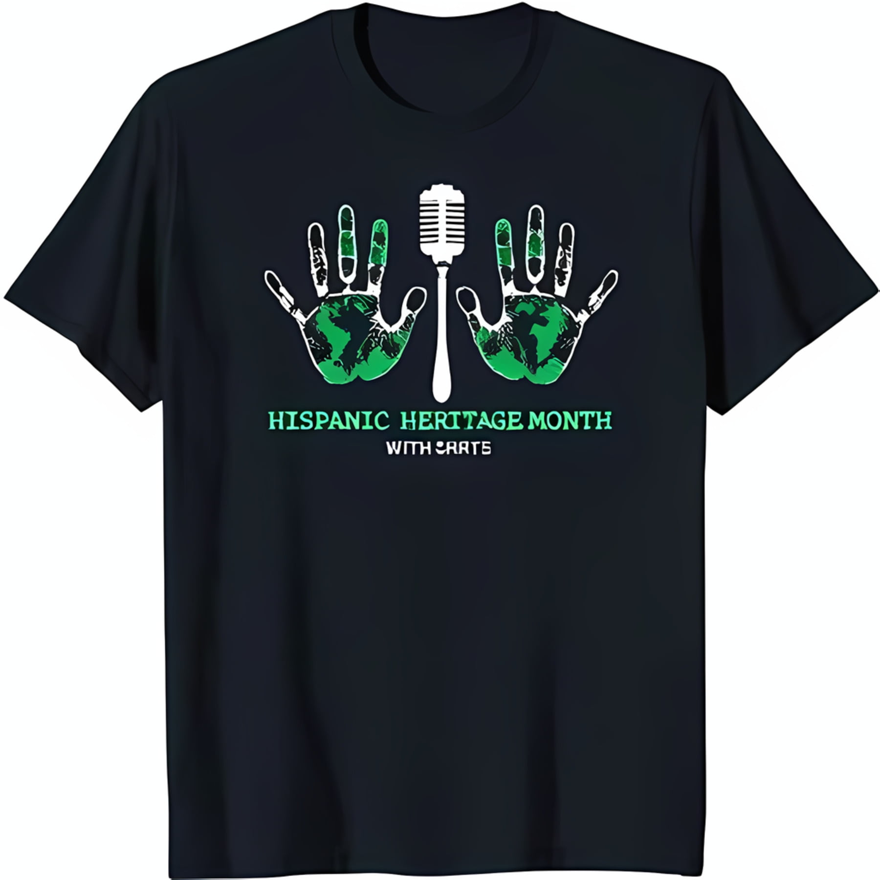 Black T-Shirt with 'Hispanic Heritage Month with ARTE' Design & Graphic ...