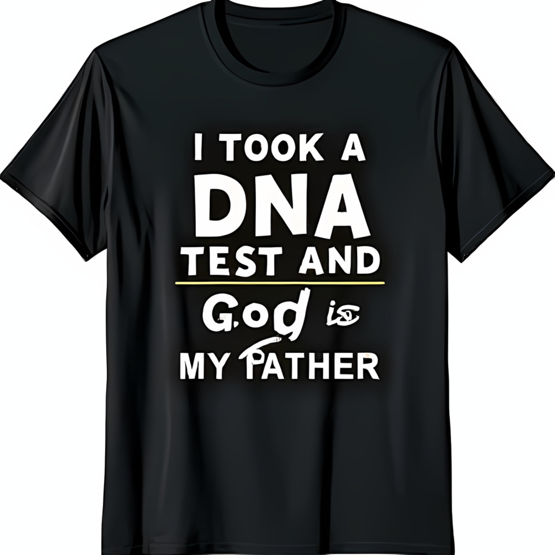 Black T-Shirt with I Took a DNA Test and God is My Father Print Casual ...