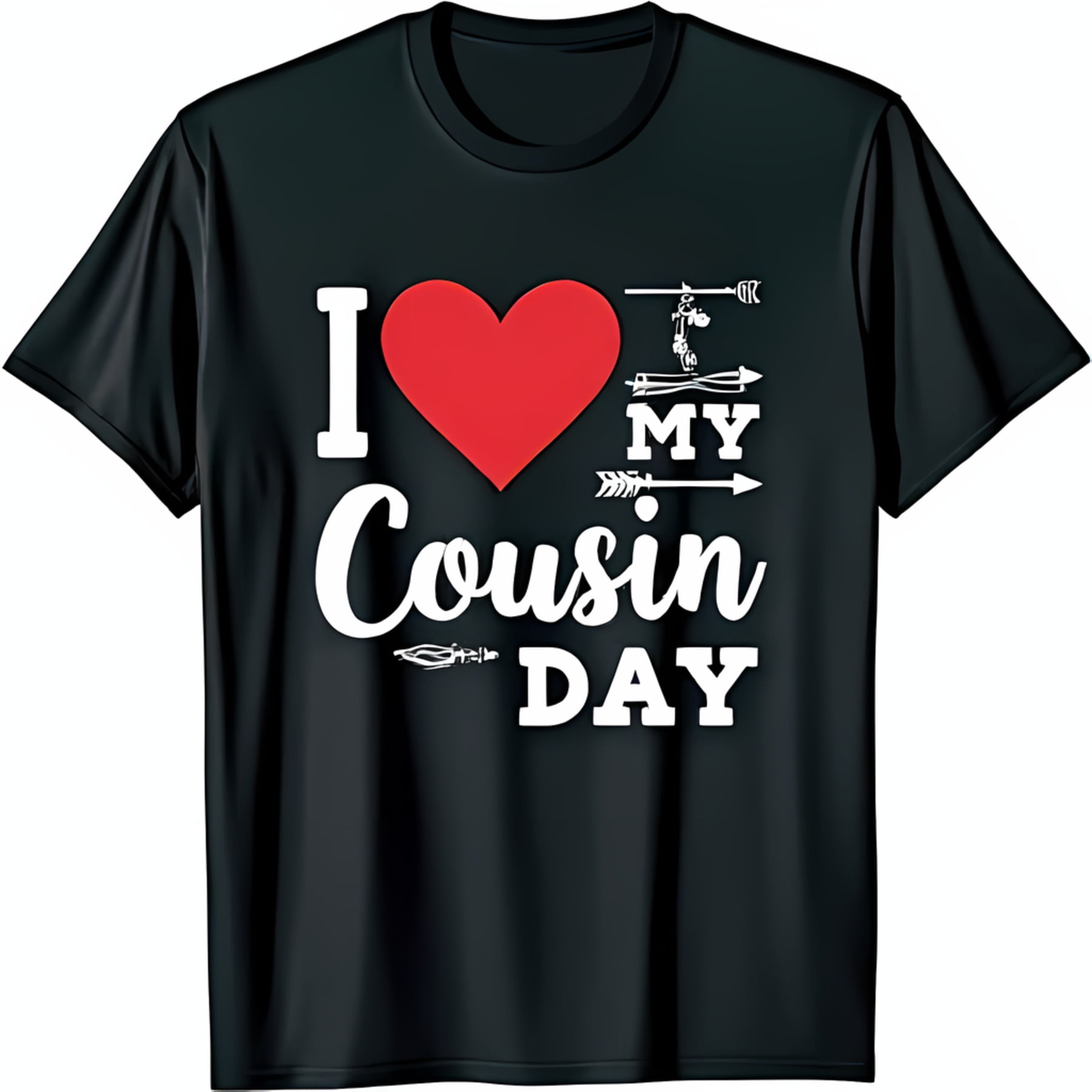 Black T-Shirt with I lvoe️ My Cousin Day Graphic Fun Family Love Tee - Walmart.com