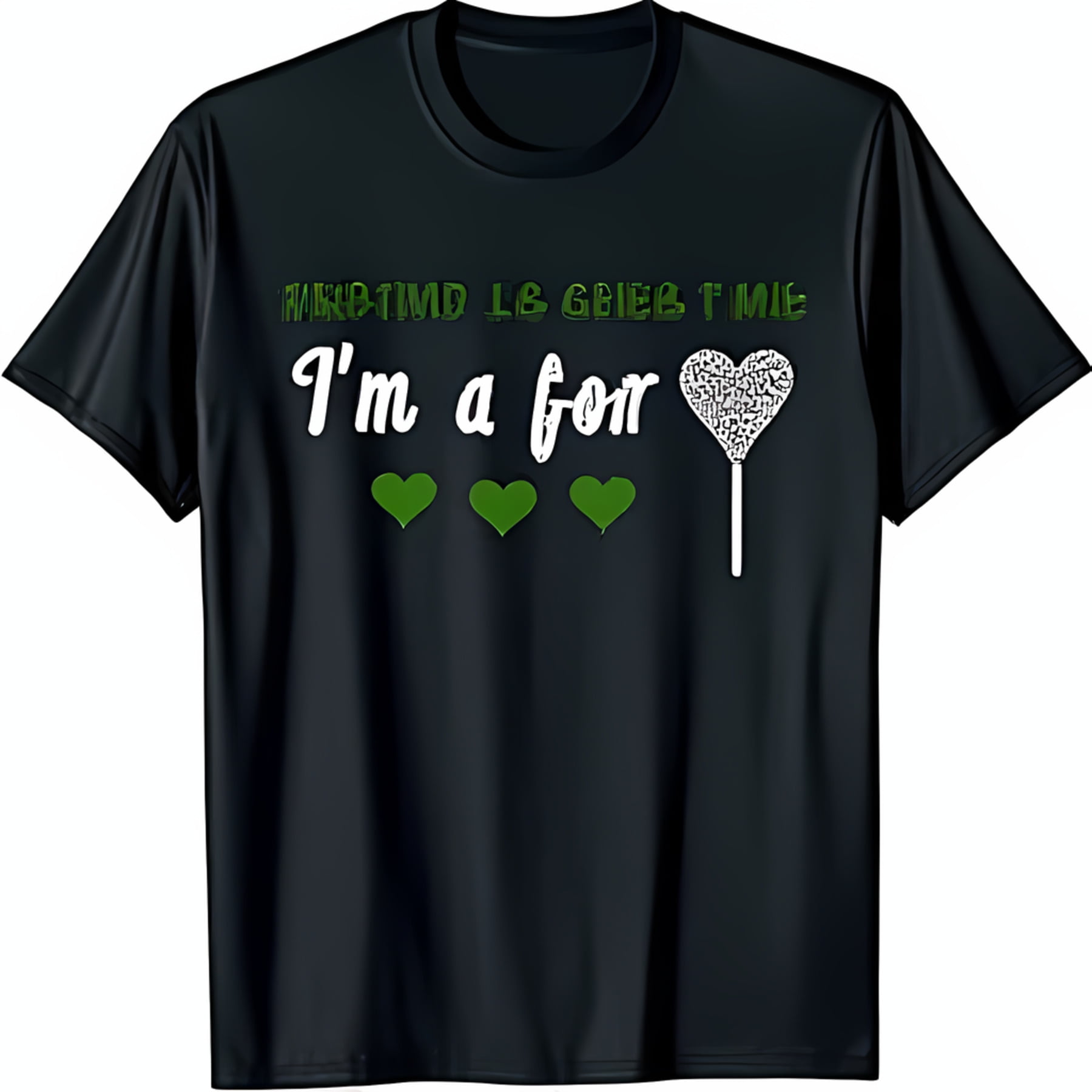 Black T-Shirt with I m a Four Cursive Graphic & Colorful Hearts Design ...