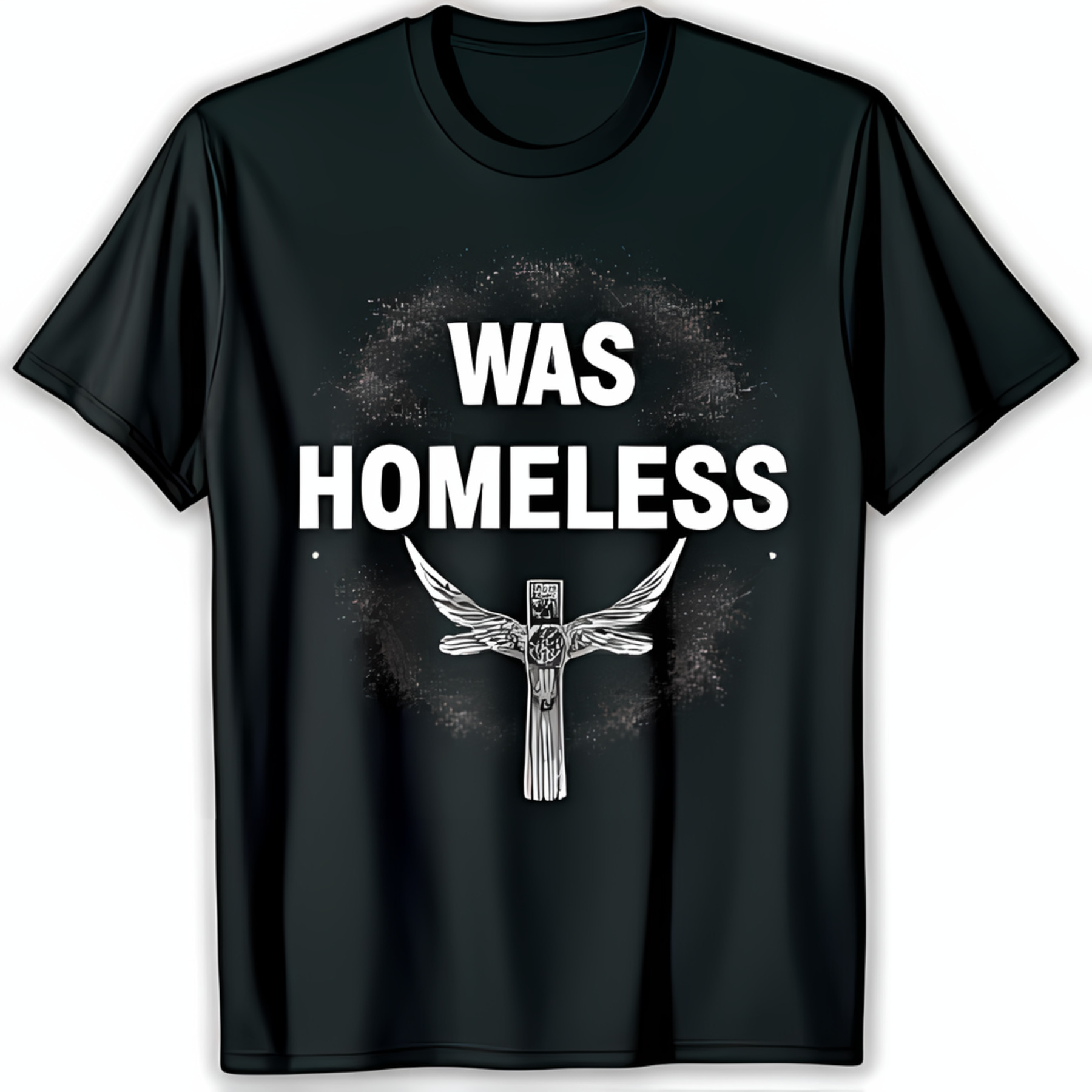 Black T-Shirt with Inspiring Was Homeless Graphic & Design - Walmart.com