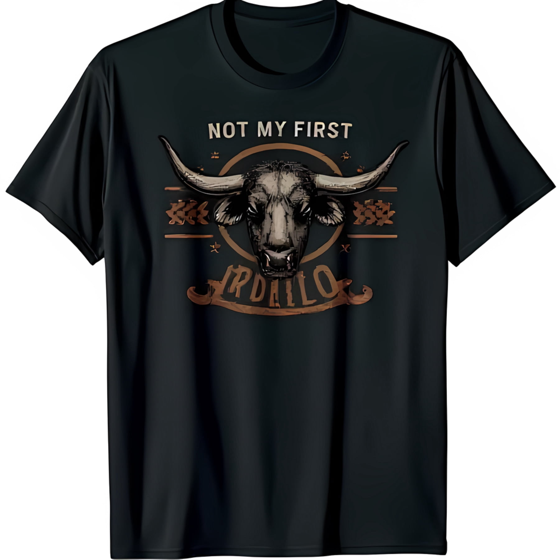 Black T-Shirt with Intense s Head Graphic & Not My First Rodeo Text ...