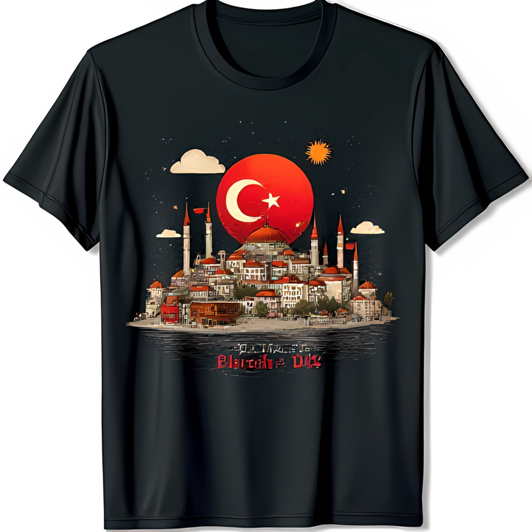 Black T-Shirt with Istanbul Graphic Hagia Sophia & Turkish Design for ...