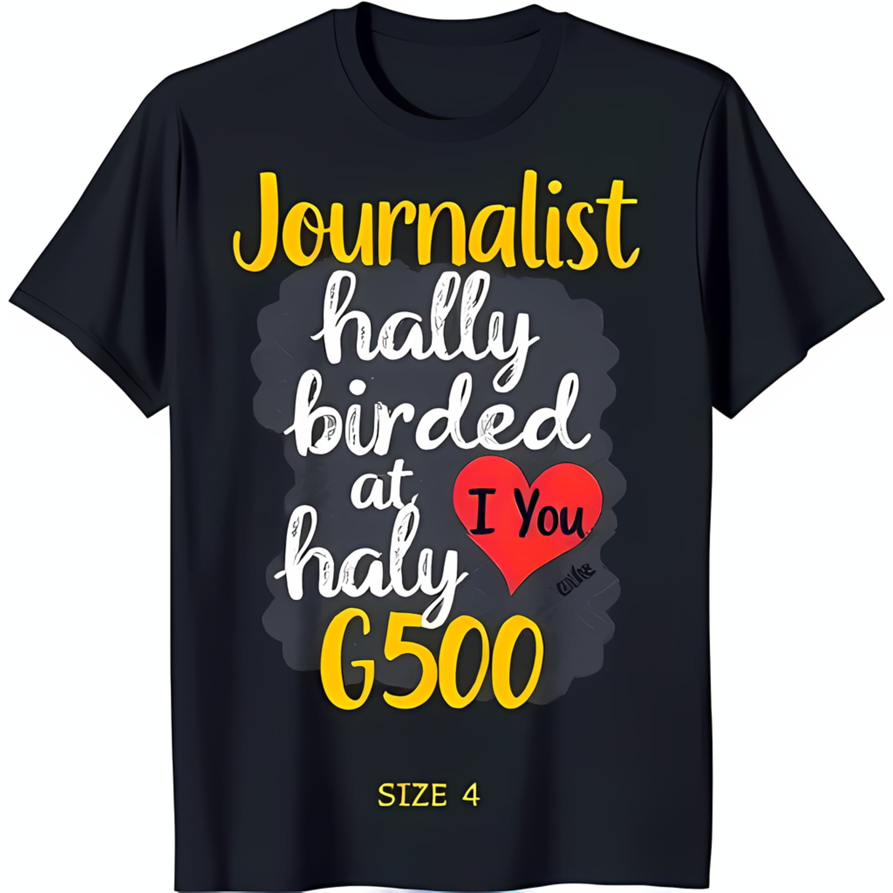 Black T-Shirt with 'Journalist Hally Birded at Hally G500' Design ...