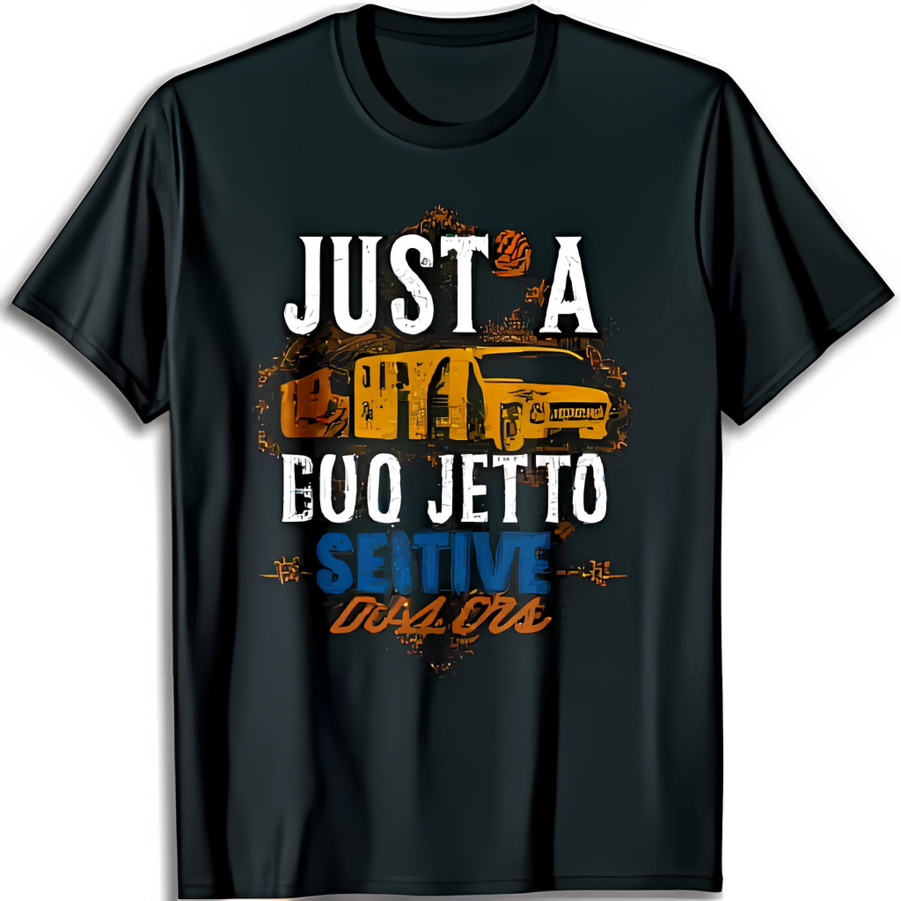 Black T-Shirt with Just Jetto Graphic School Bus - Walmart.com