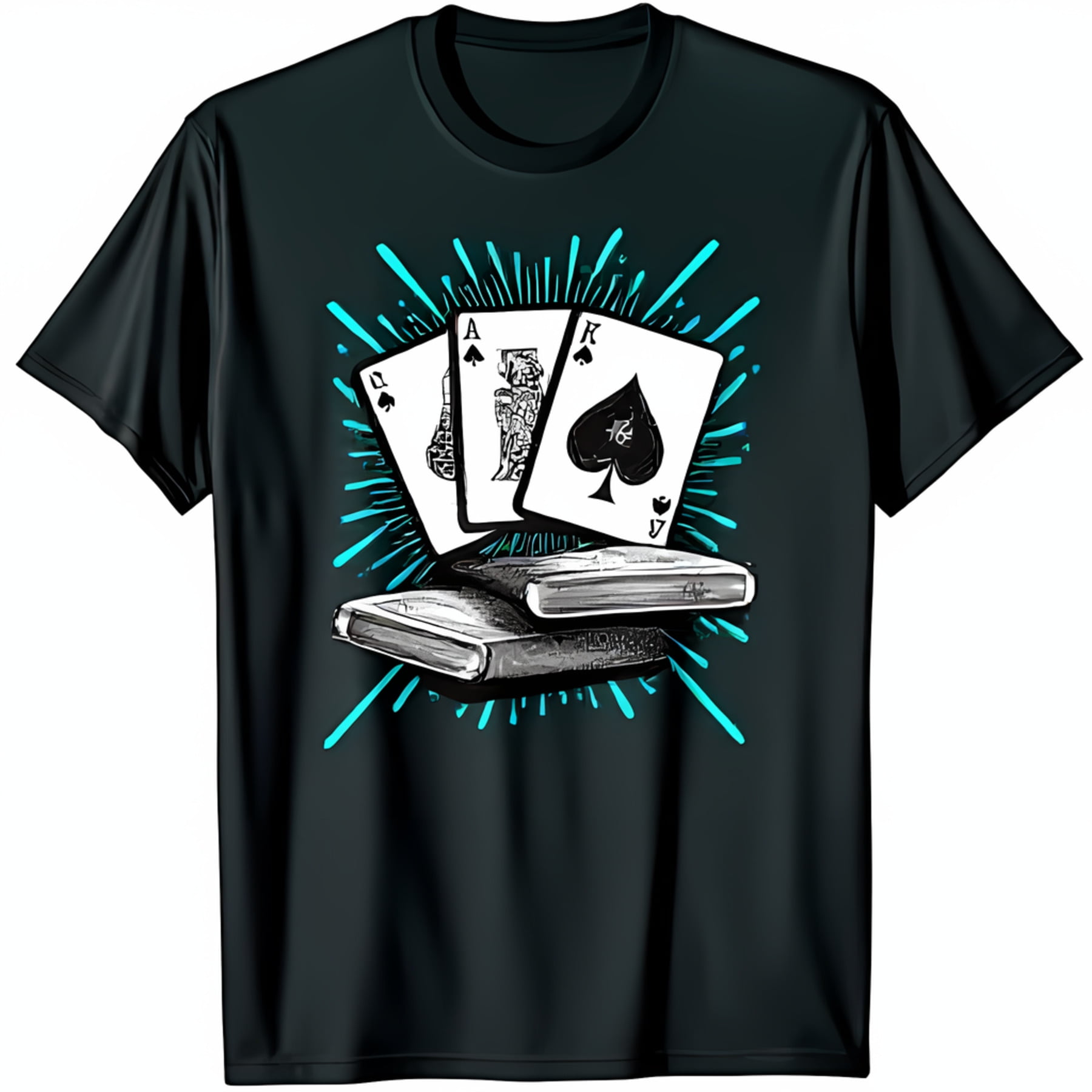 Black T-Shirt with King Queen of Spades Playing Cards Design - Walmart.com