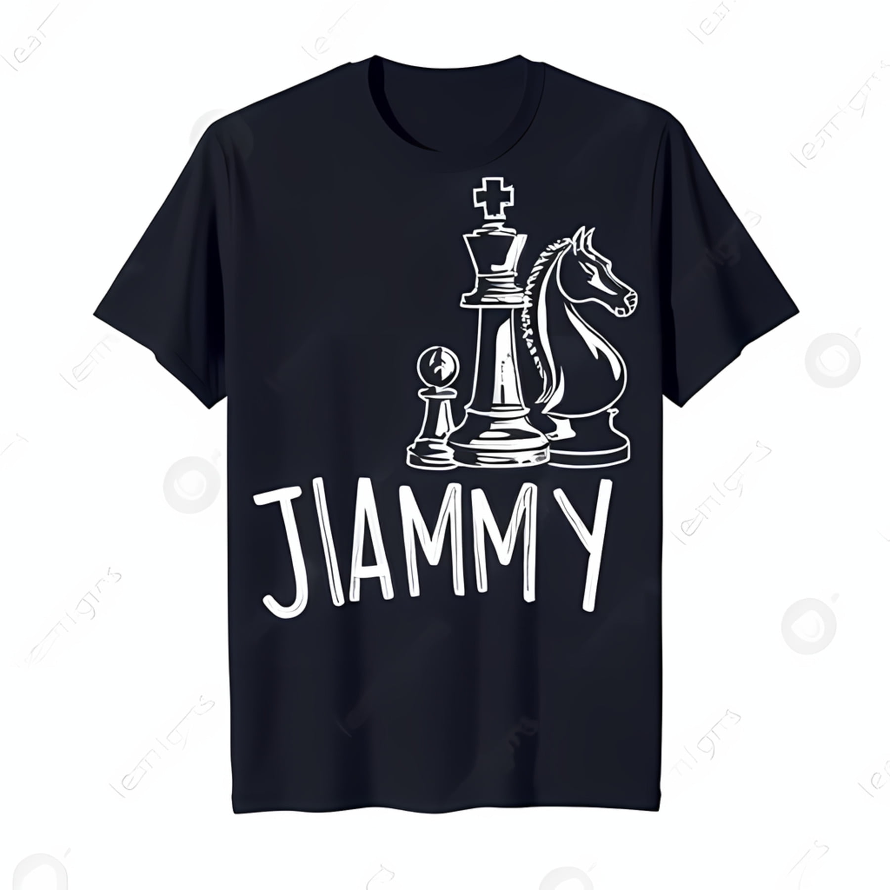 Black T-Shirt with King and Pawn Chess Piece Design JAMMY Graphic Tee ...
