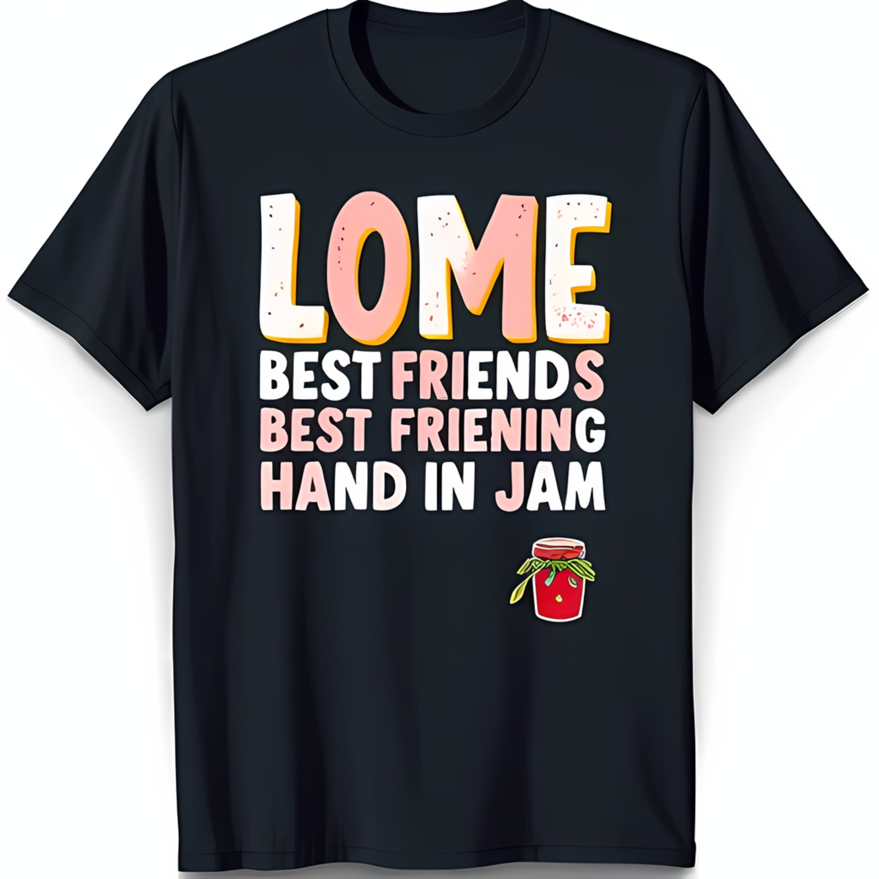 Black T-Shirt with 'LOME BEST FRIENDS BEST FRIENING HAND IN JAM' Slogan ...