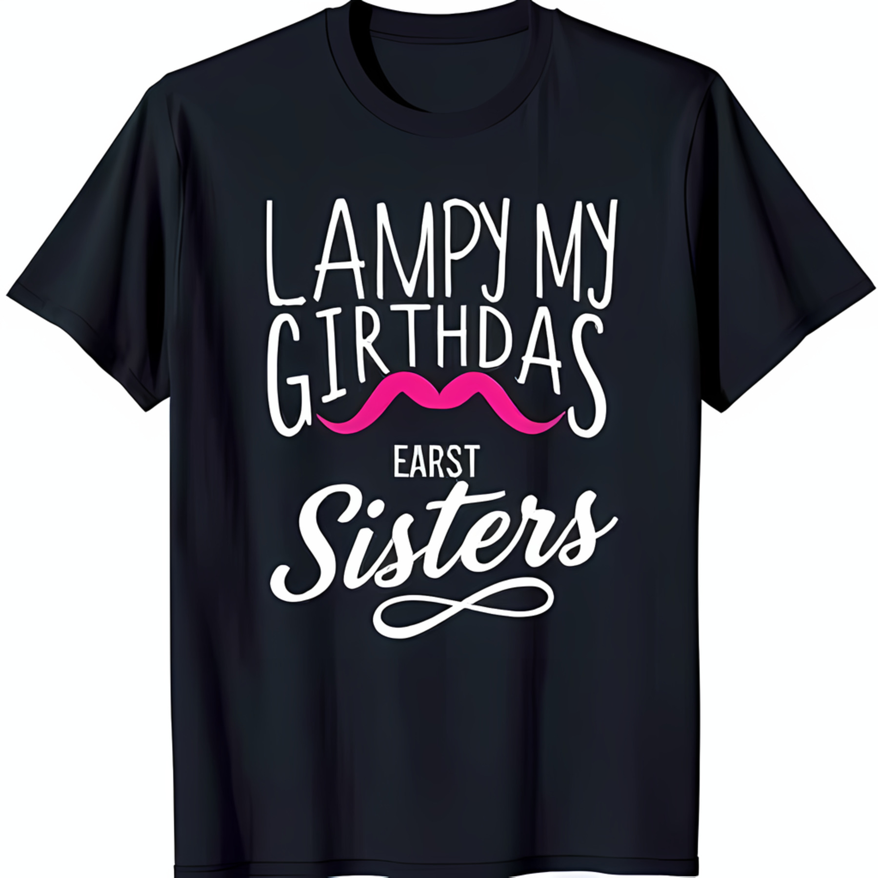 Black T-Shirt with 'Lampy my Birthdas' & Pink Fun 'Earst Sisters ...