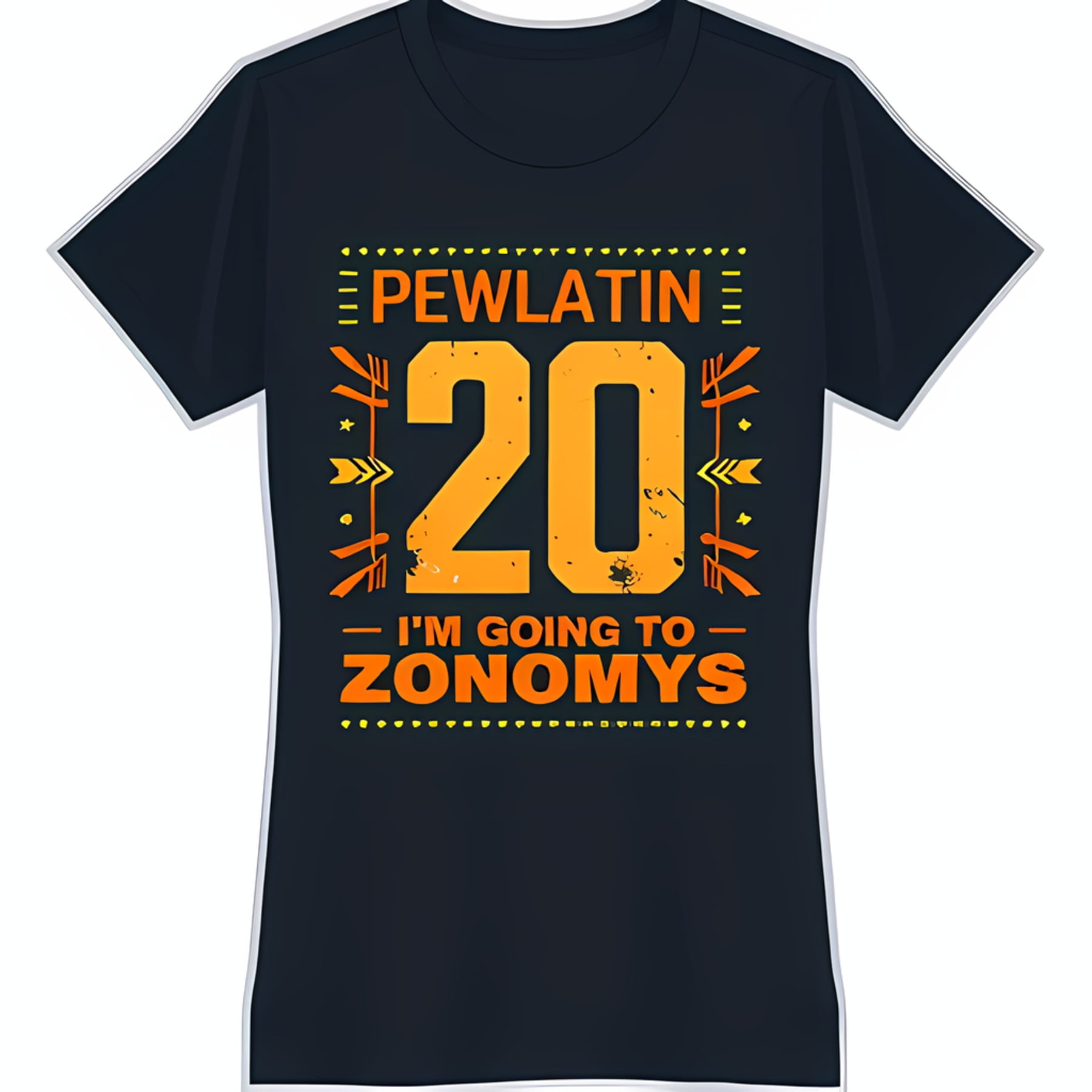 Black T-Shirt with Large 20 Arrows 'I'm going to Zonomys' & 'PEWLATIN ...