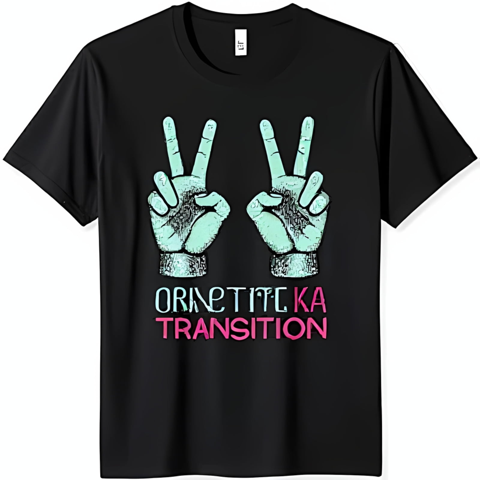 Black T-Shirt with Light Blue Green Peace Signs & Ornette Transition ...