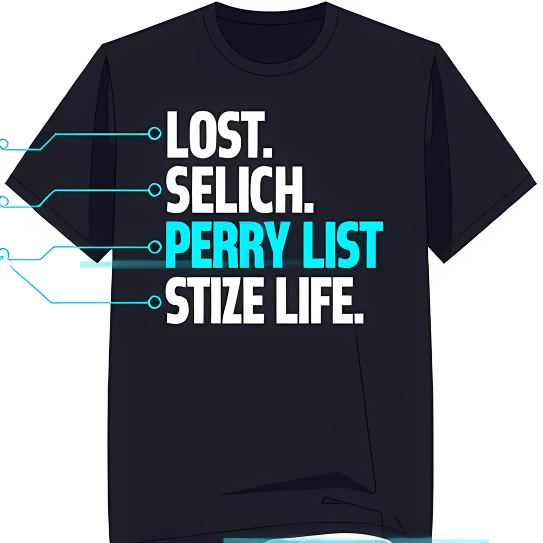 Black T-Shirt with 'Lost Selich Perry List Stize Life' Graphic Neck ...