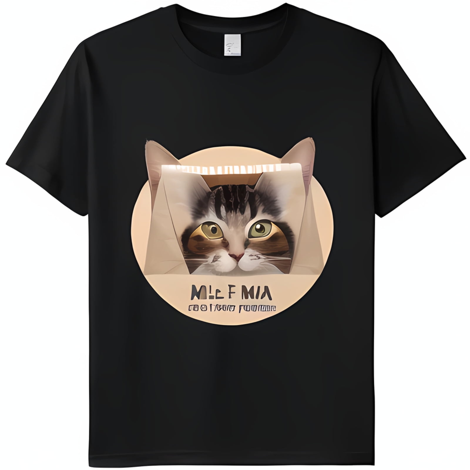 Black T-Shirt with ' M Reyna' Text and Cat in Graphic Unique Vector ...