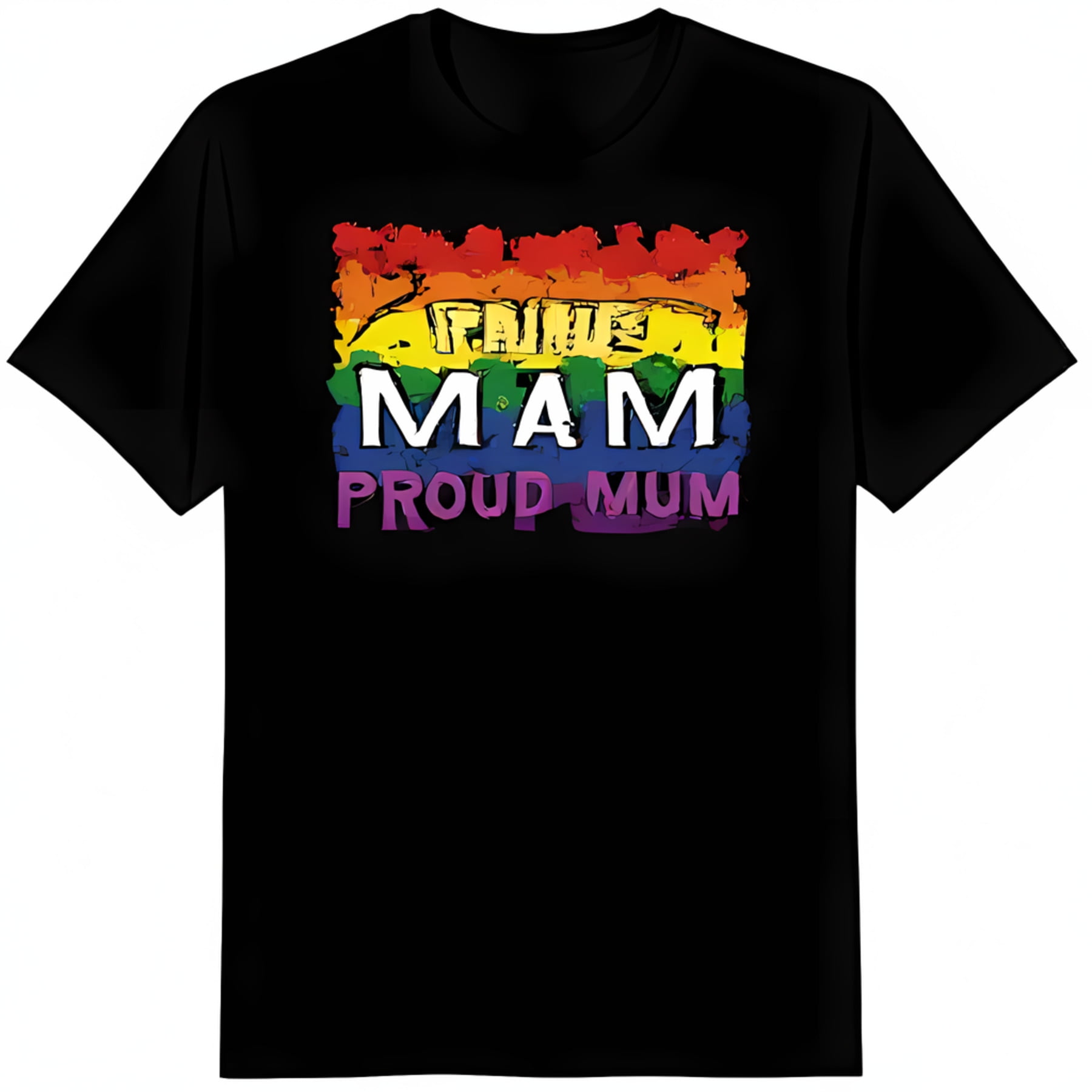 Black T-Shirt with 'MAM' Design & 'PROUD MUM' Text Celebrate LGBTQ+ ...