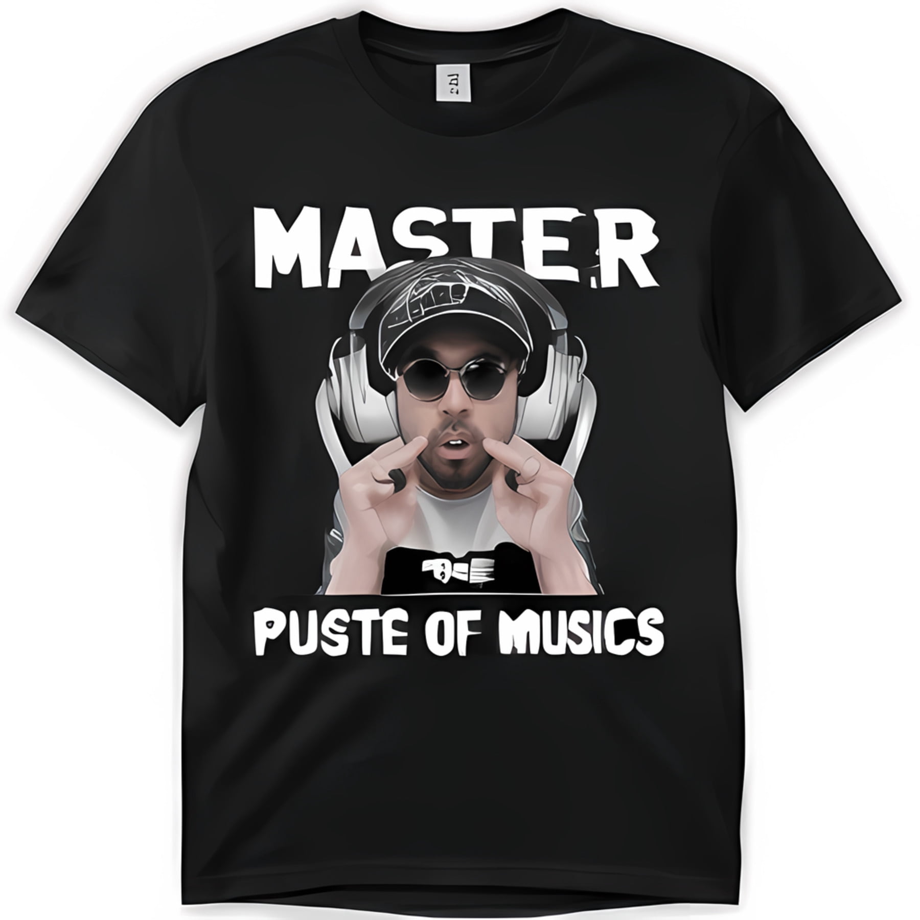 Black T-Shirt with 'MASTeeR OF MHELL' DJ Design Mockup & Hip Hop Cove ...
