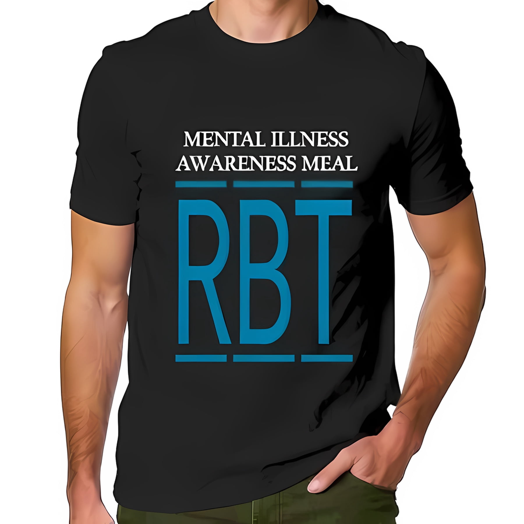 Black T-Shirt with 'MENTAL ILLNESS AWARENESS MEAL' & Bold 'RBT' Design ...
