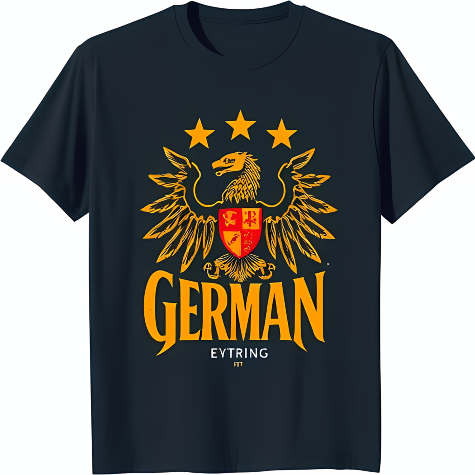 Black T-Shirt with Majestic German Eagle Design Gold Stars & 'GERMAN ...