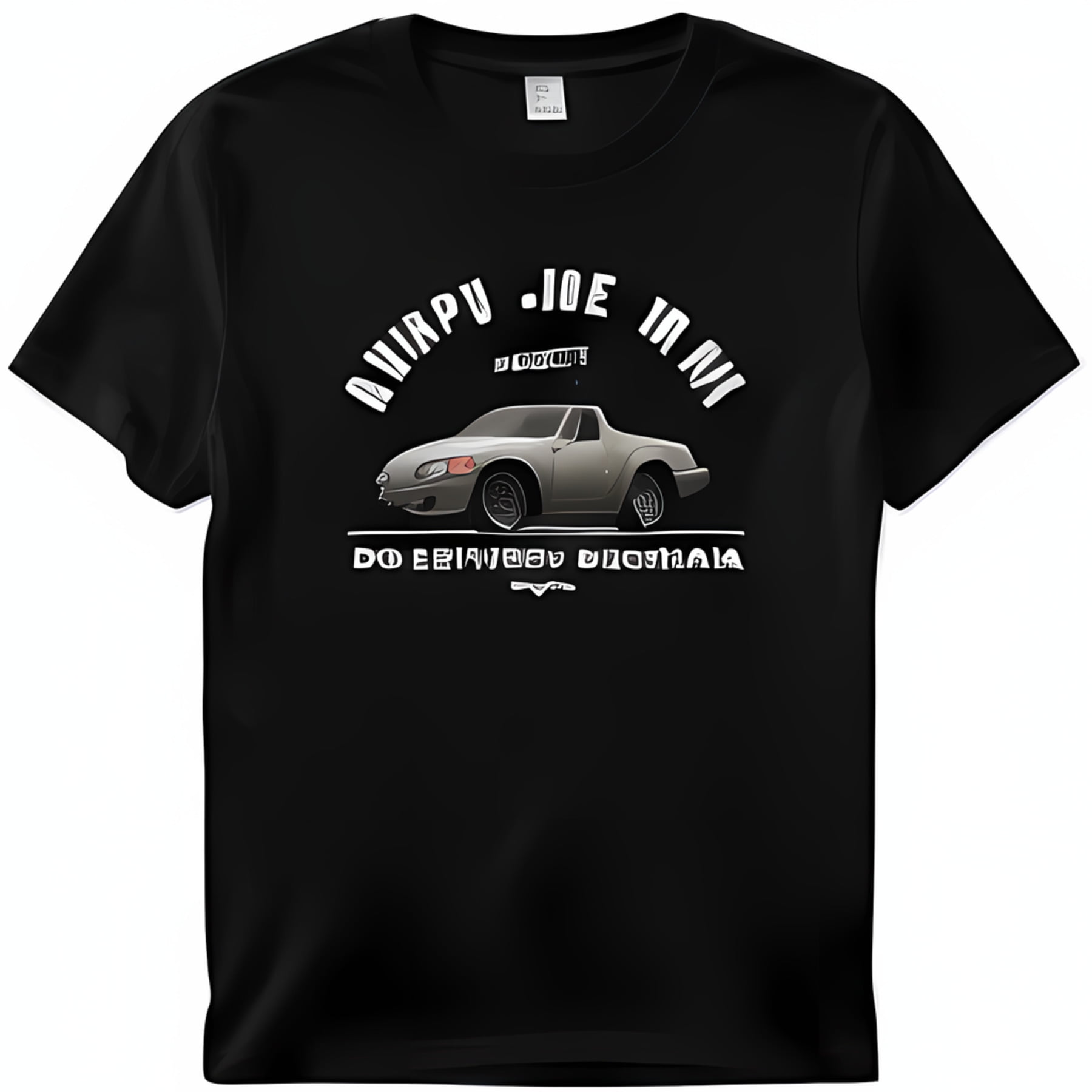 Black T-Shirt with Miata Logo Detailed Car Illustration and Unique Text ...