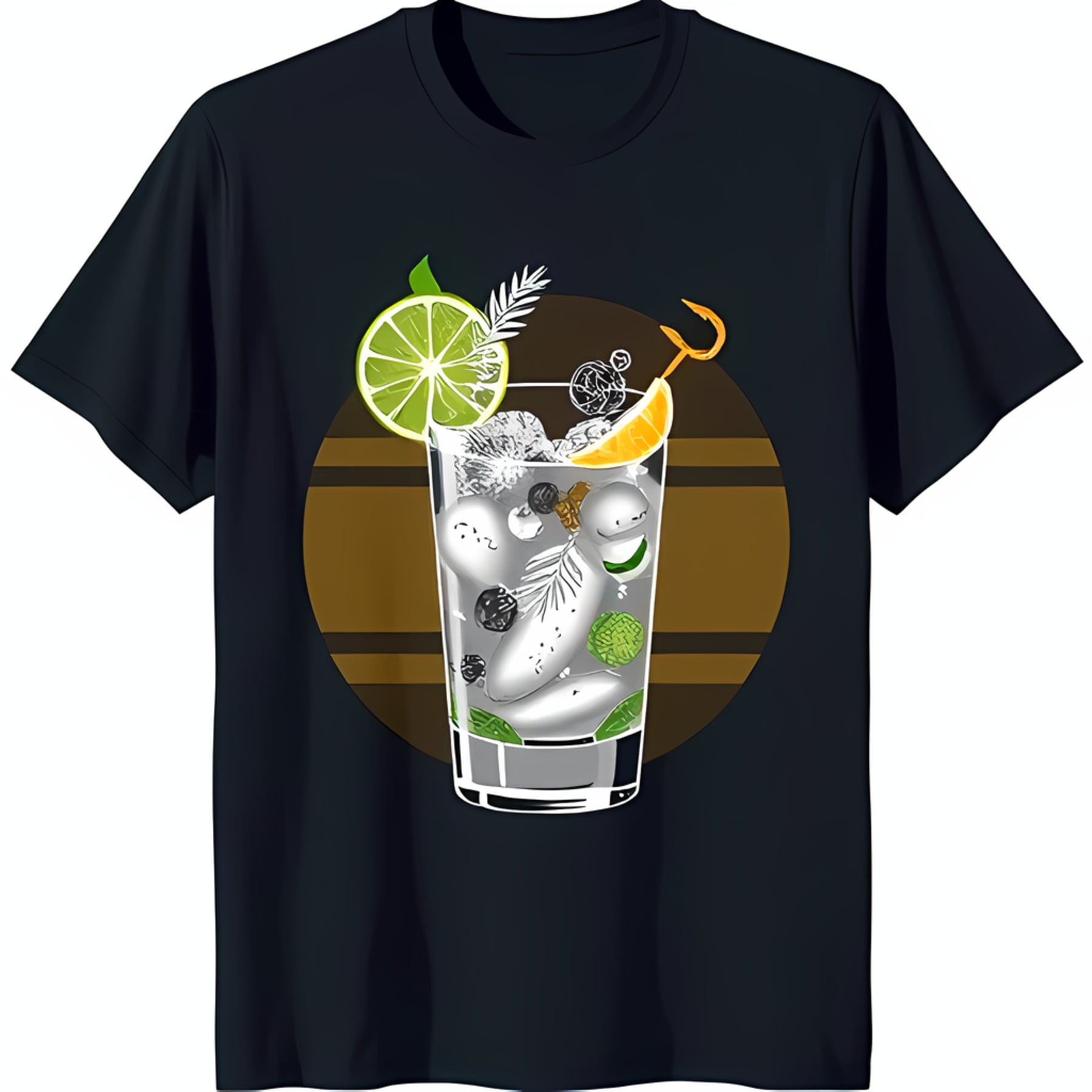 Black T-Shirt with Mojito Cocktail Graphic Refreshing Drink Design ...