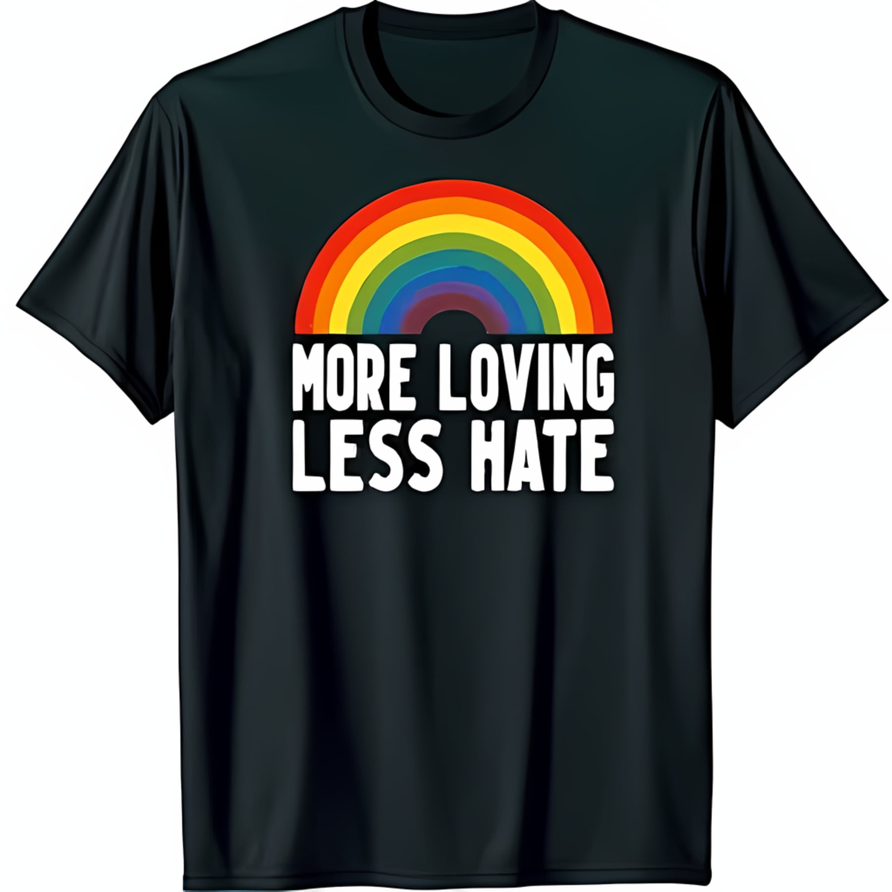 Black T-Shirt with & 'More Loving Less Hate' Design Promote Positivity ...