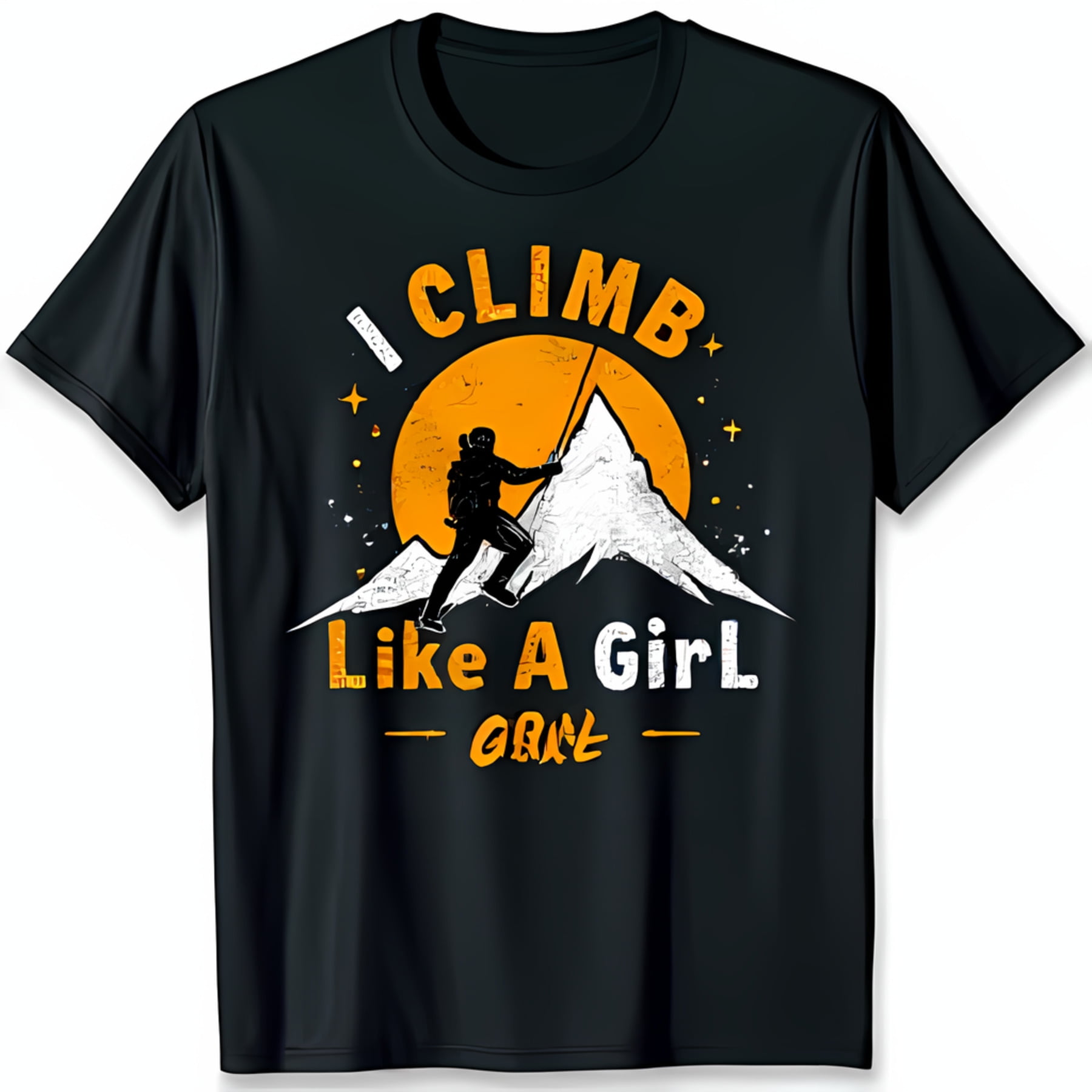 Black T-Shirt with Motivational I Climb Like a Girl GRIT Graphic ...
