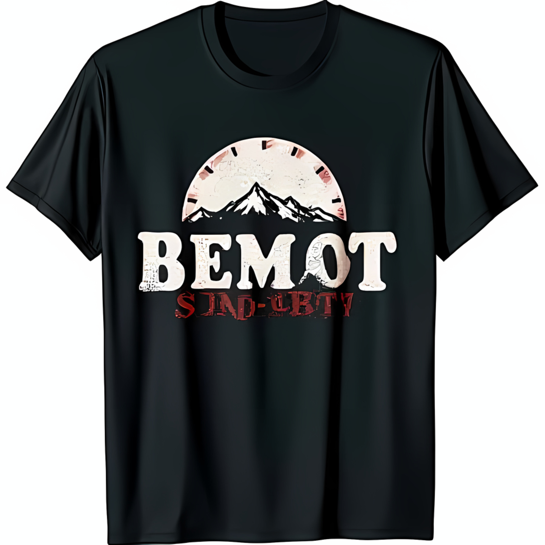 Black T-Shirt with Mountain Range Graphic & Bemot Sind City Design ...