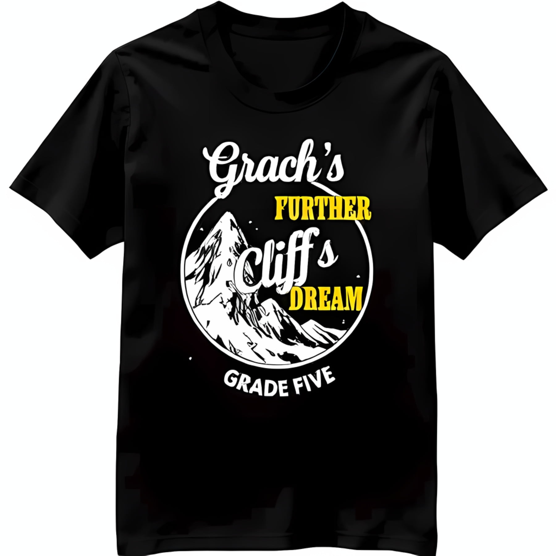 Black T-Shirt with Mountain Scene Graphic & 'Grach's Further Cliff's ...