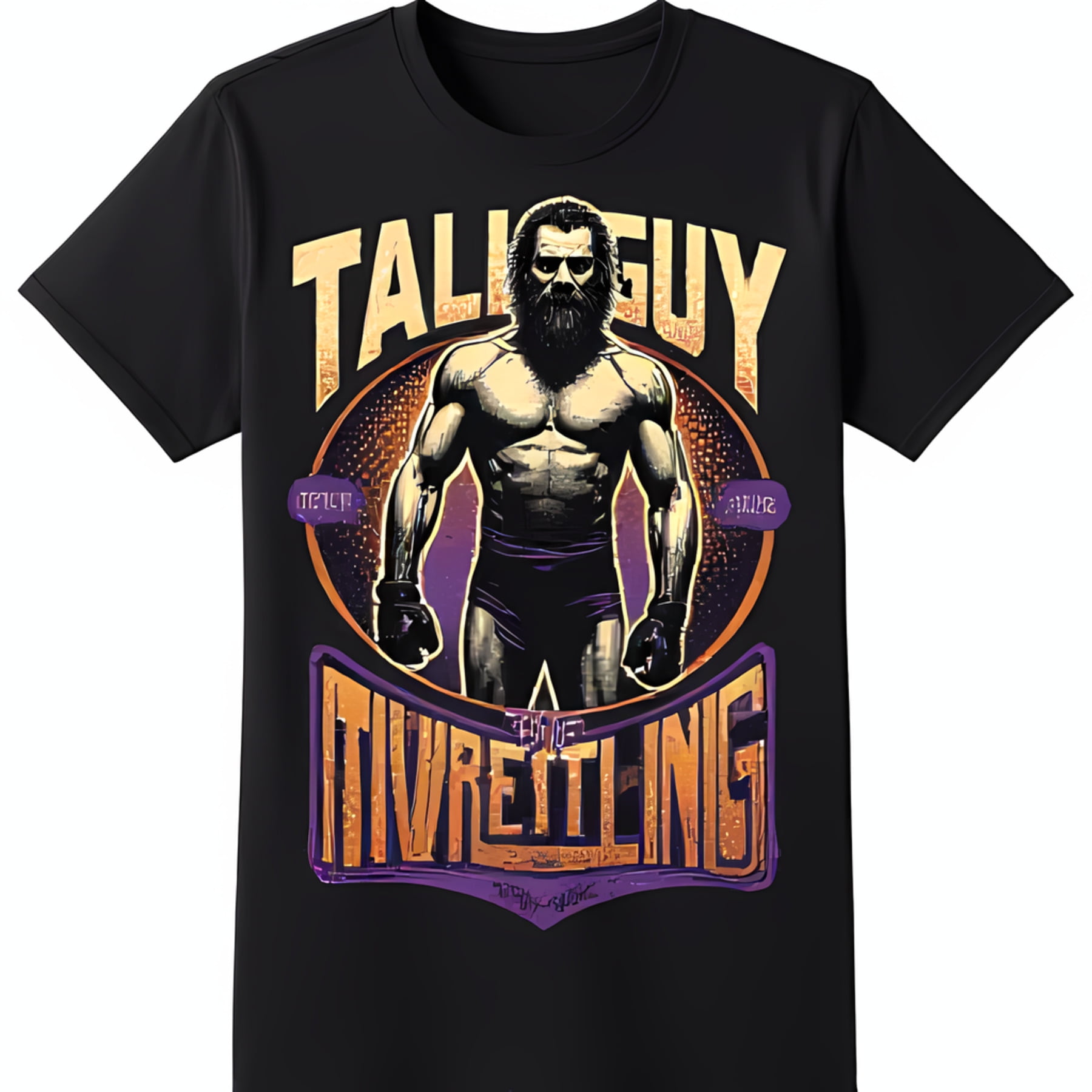 Black T-Shirt with Muscular Wrestler Graphic 'Tali Guy The Wrestling ...