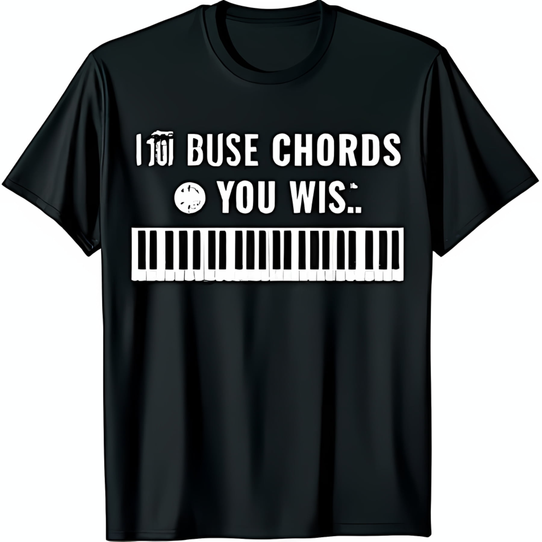 Black T-Shirt with Musical Graphic & Piano Keyboard Design for Music ...