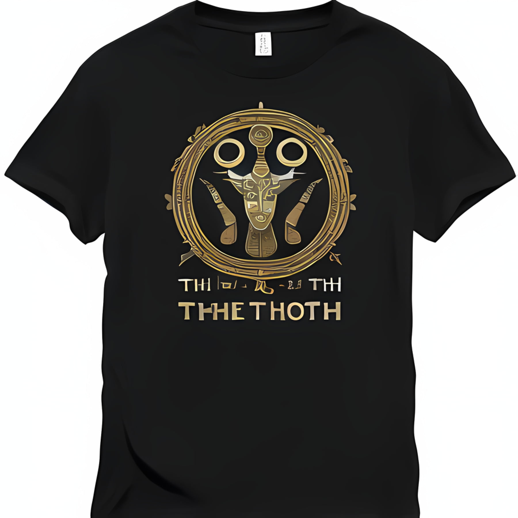 Black T-Shirt with Mystical 'The Thoth' Design in Gold Foil - Walmart.com