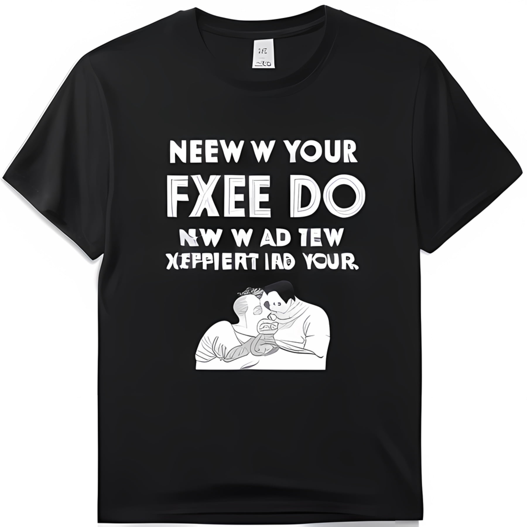Black T-Shirt with 'NE Requesting You Do Your Best' Text & Vector ...